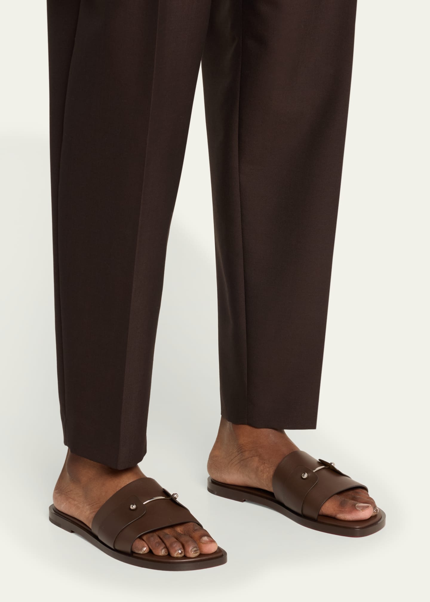 Christian Louboutin Men's Chambelimule Leather Slides - Bergdorf Goodman