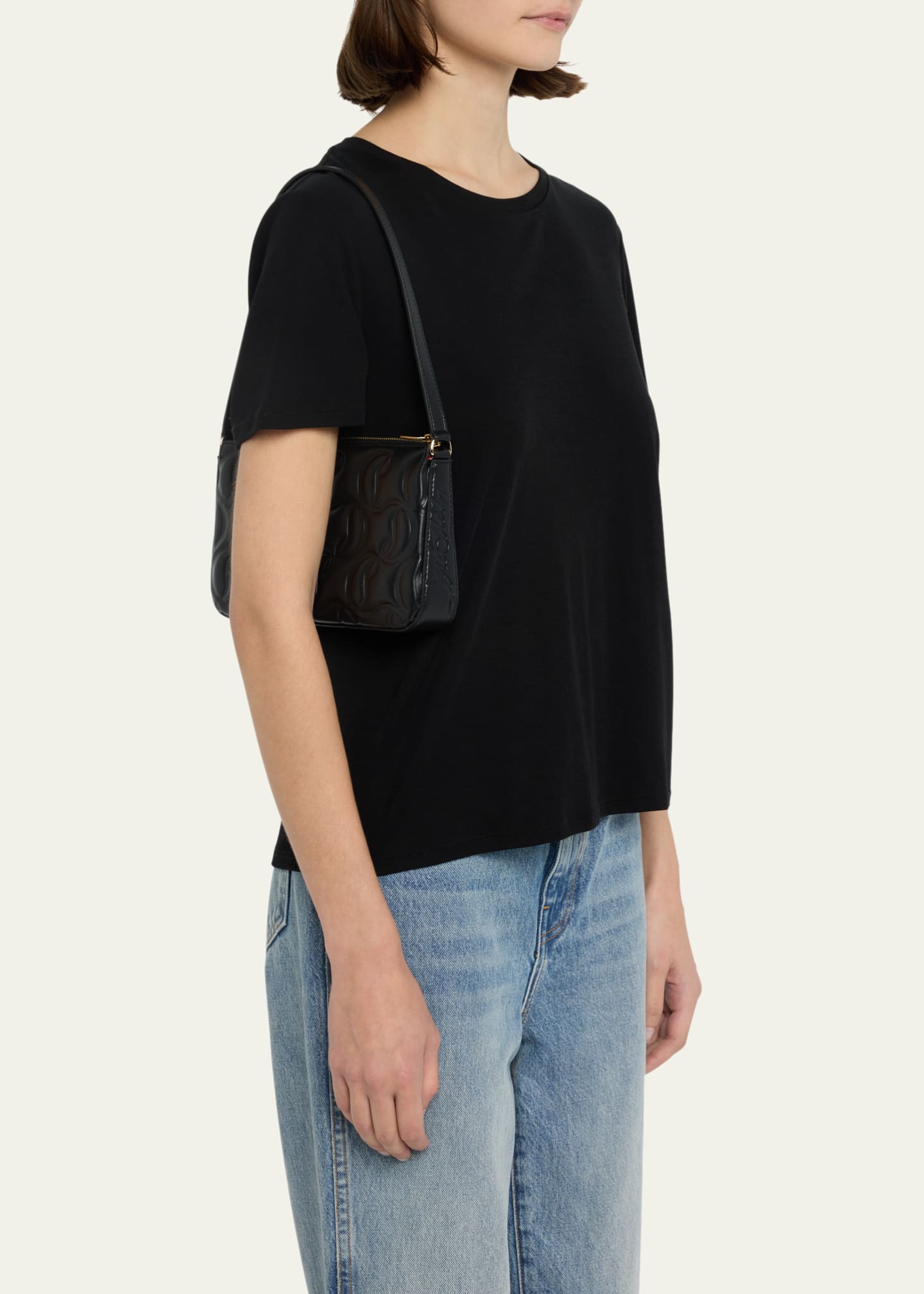 Christian Louboutin Loubila Shoulder Bag in CL Embossed Nappa Leather ...