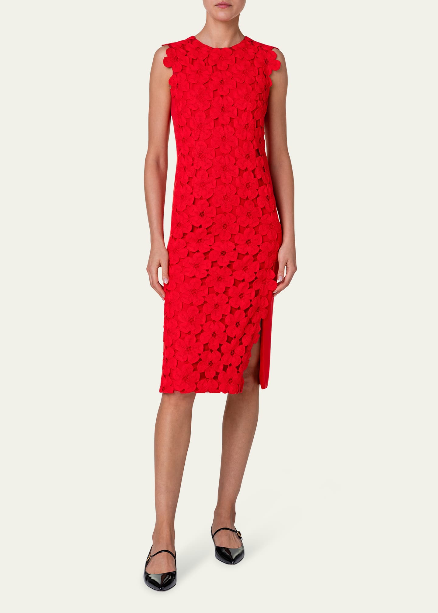 Akris Sleeveless Floral Embroidered Crepe Midi Dress Bergdorf Goodman