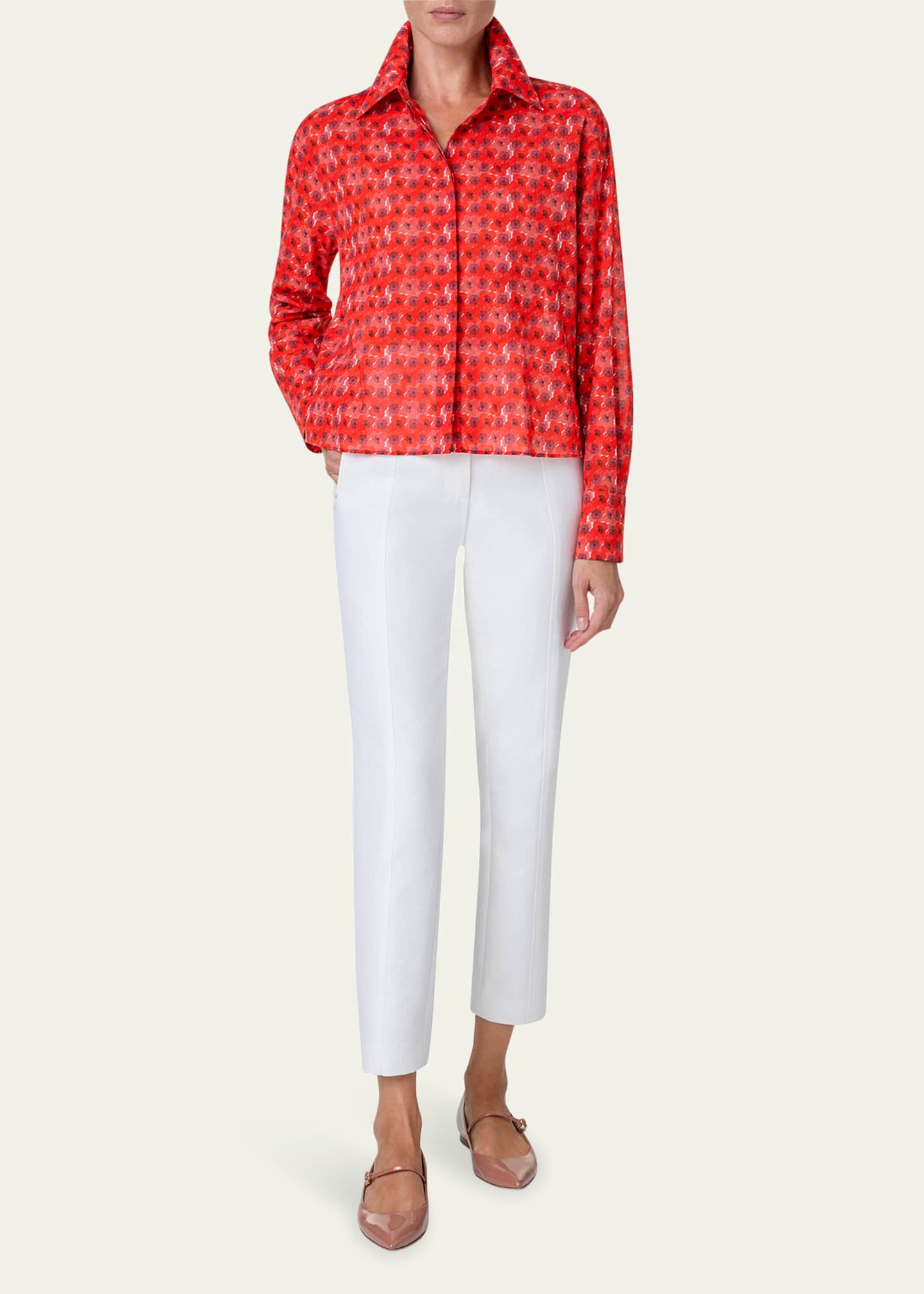 Akris Connor Cotton Silk Slim-Fit Pants - Bergdorf Goodman