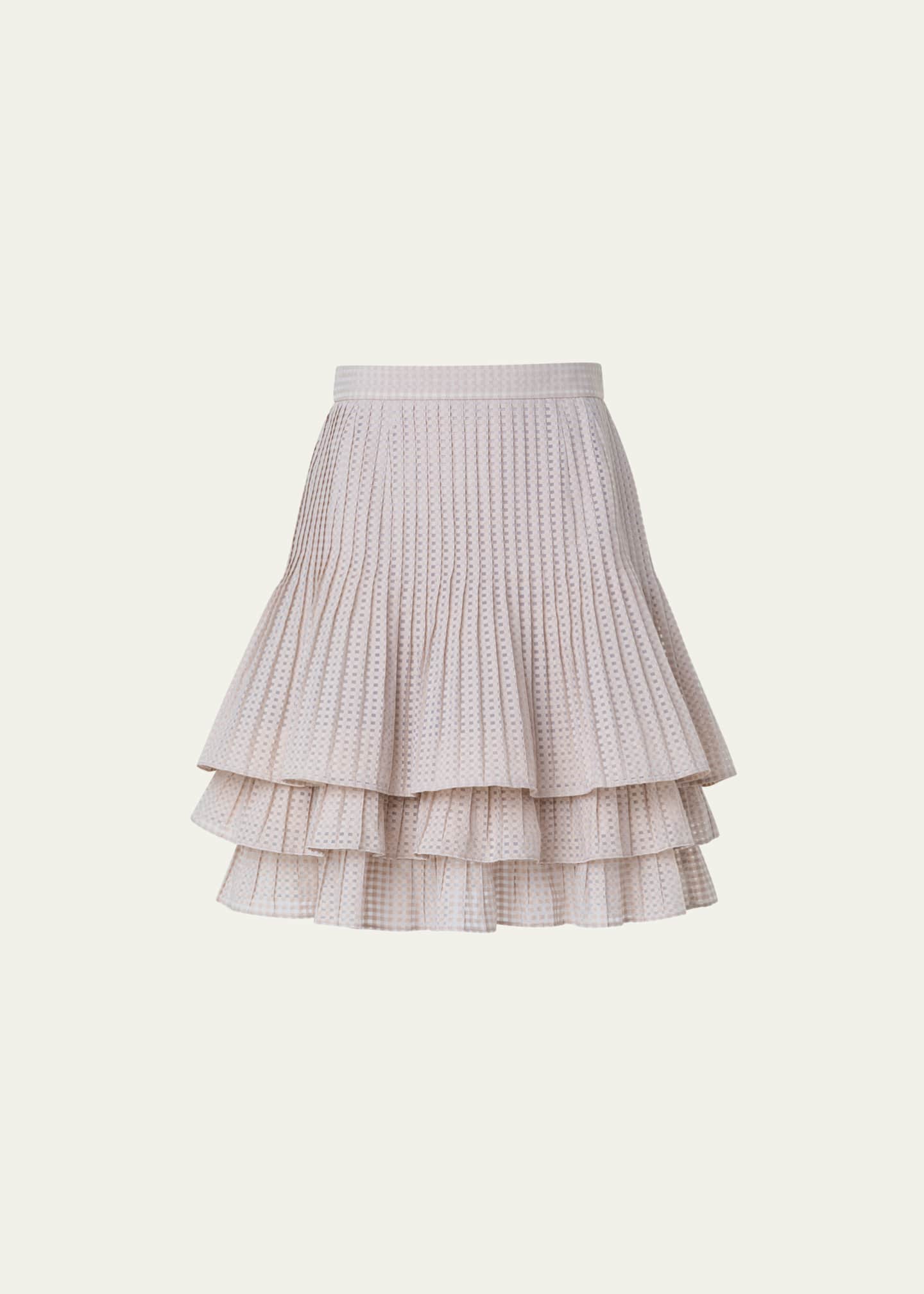 Akris Ruffle Godet Grid Mini Skirt - Bergdorf Goodman