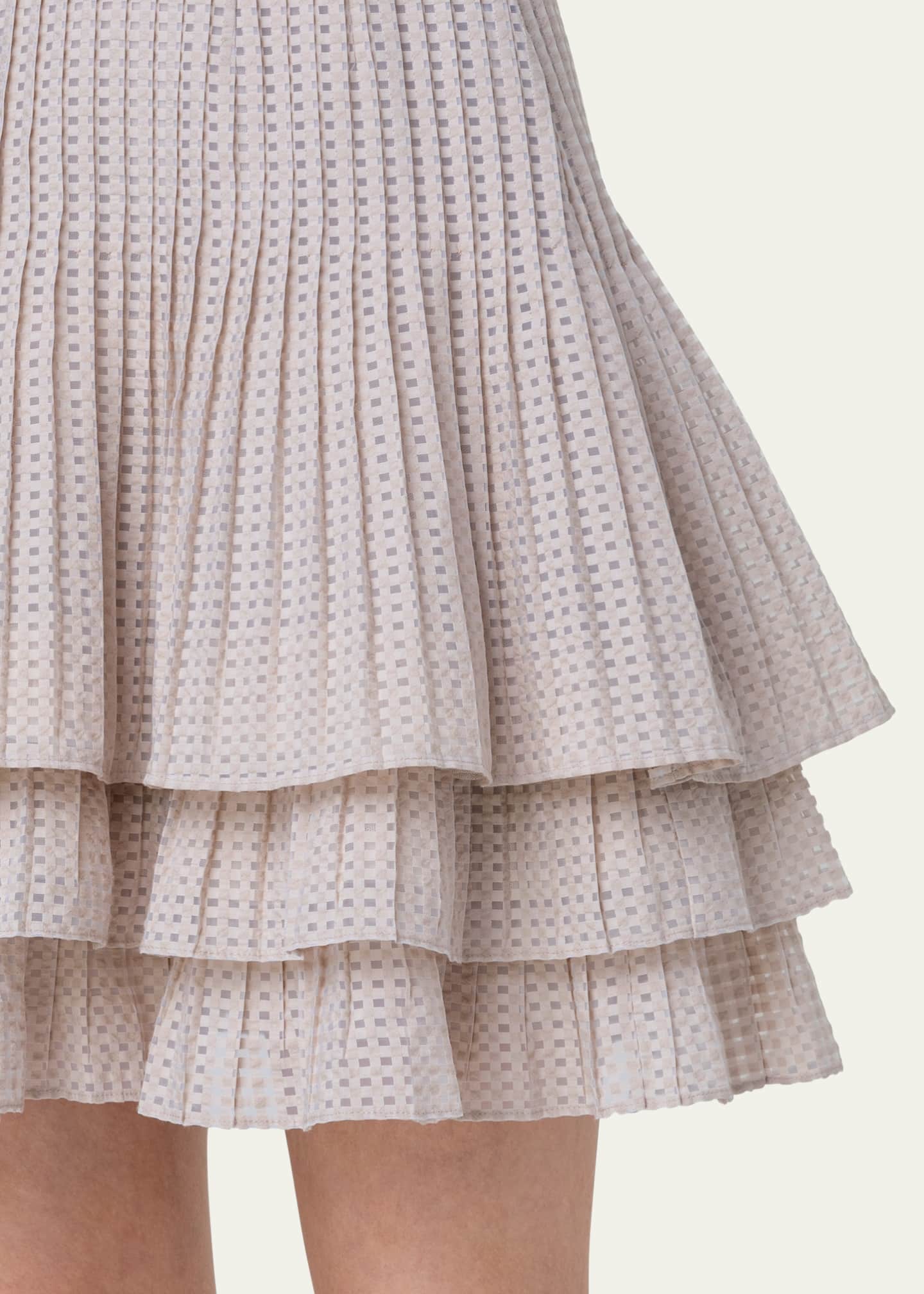 Akris Ruffle Godet Grid Mini Skirt - Bergdorf Goodman