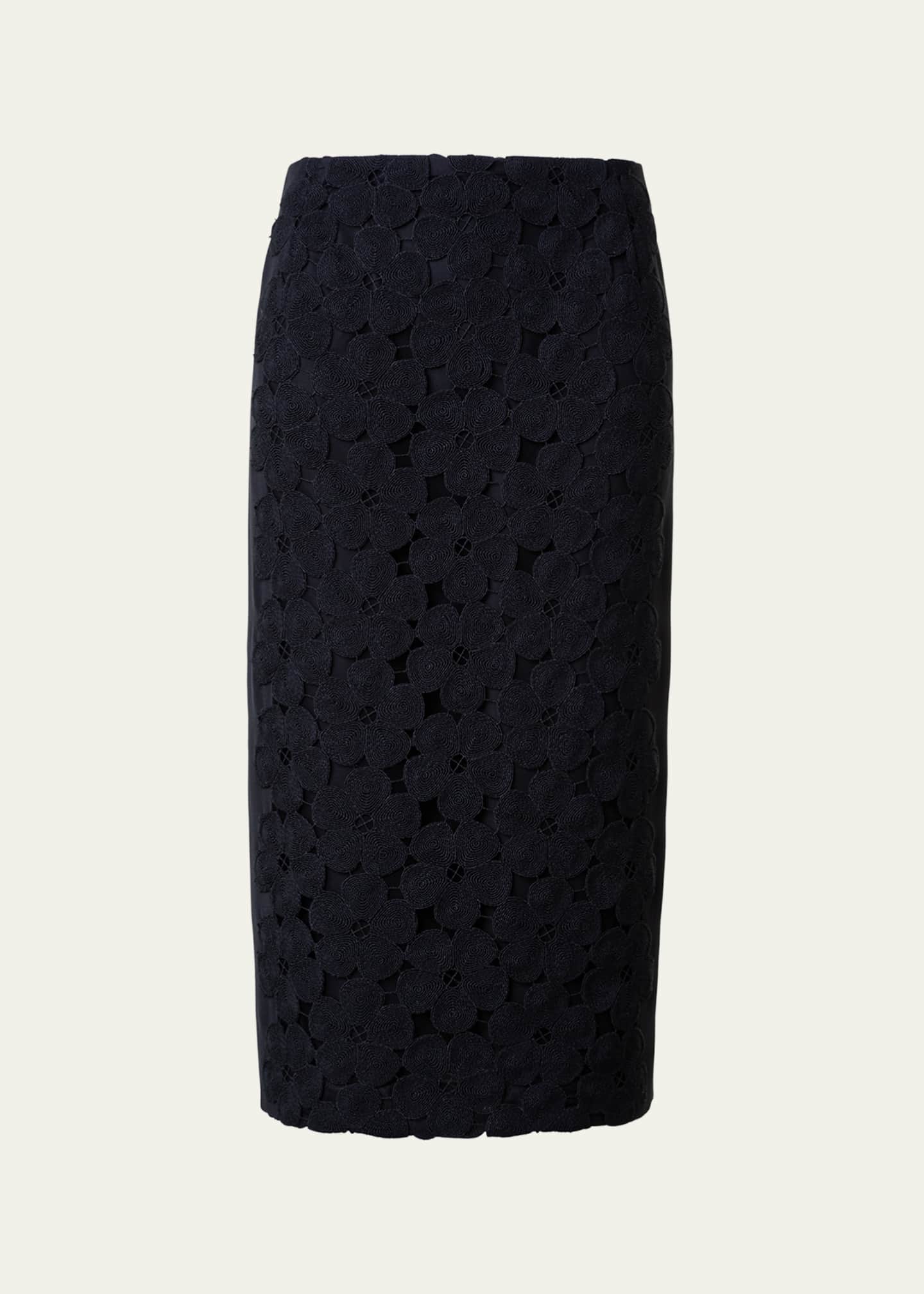 Akris Anemone Embroidered Crepe Pencil Skirt - Bergdorf Goodman