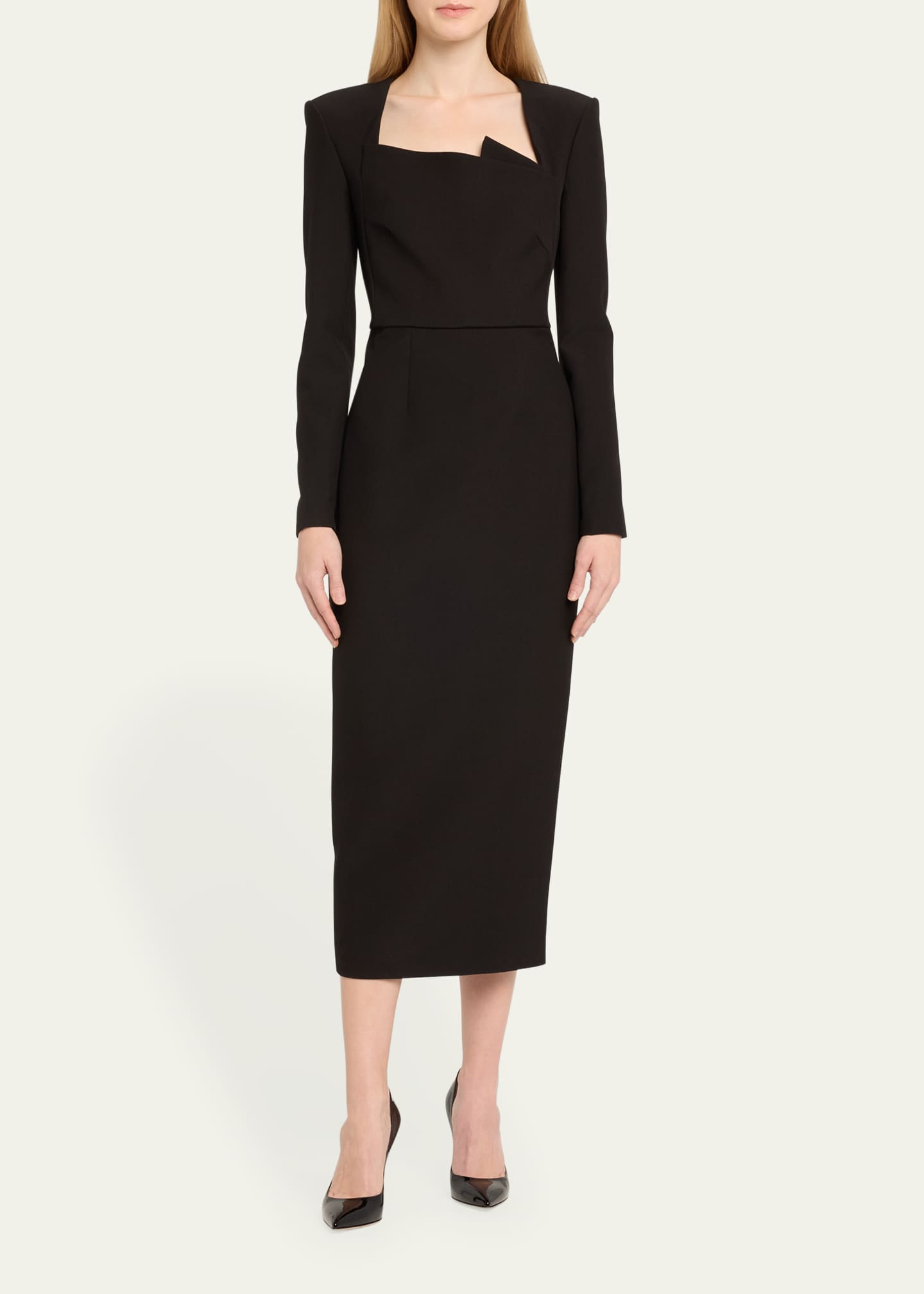 Roland Mouret Asymmetric Crepe Midi Dress - Bergdorf Goodman
