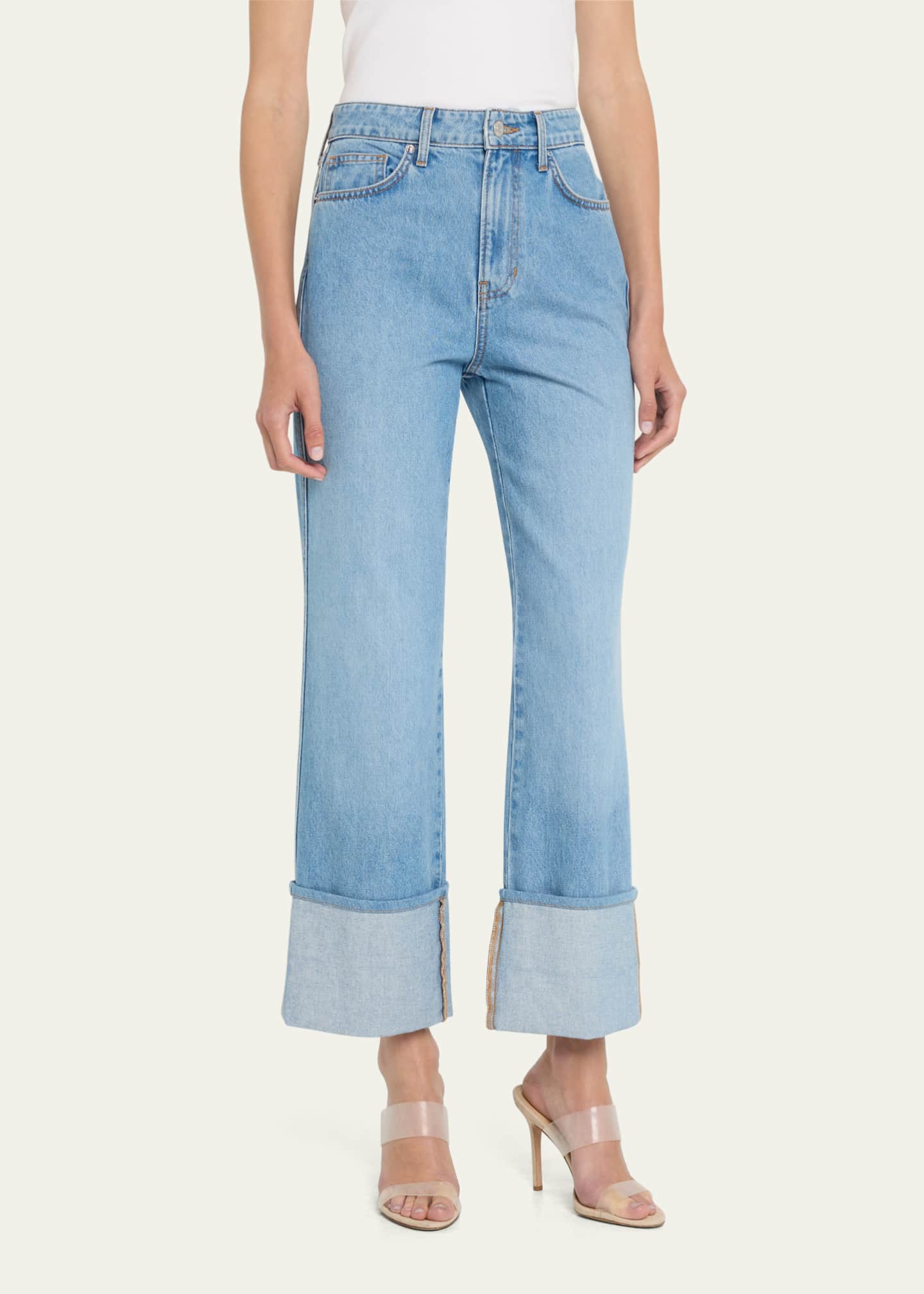 Veronica Beard Dylan High Rise Straight Cuffed Jeans - Bergdorf Goodman