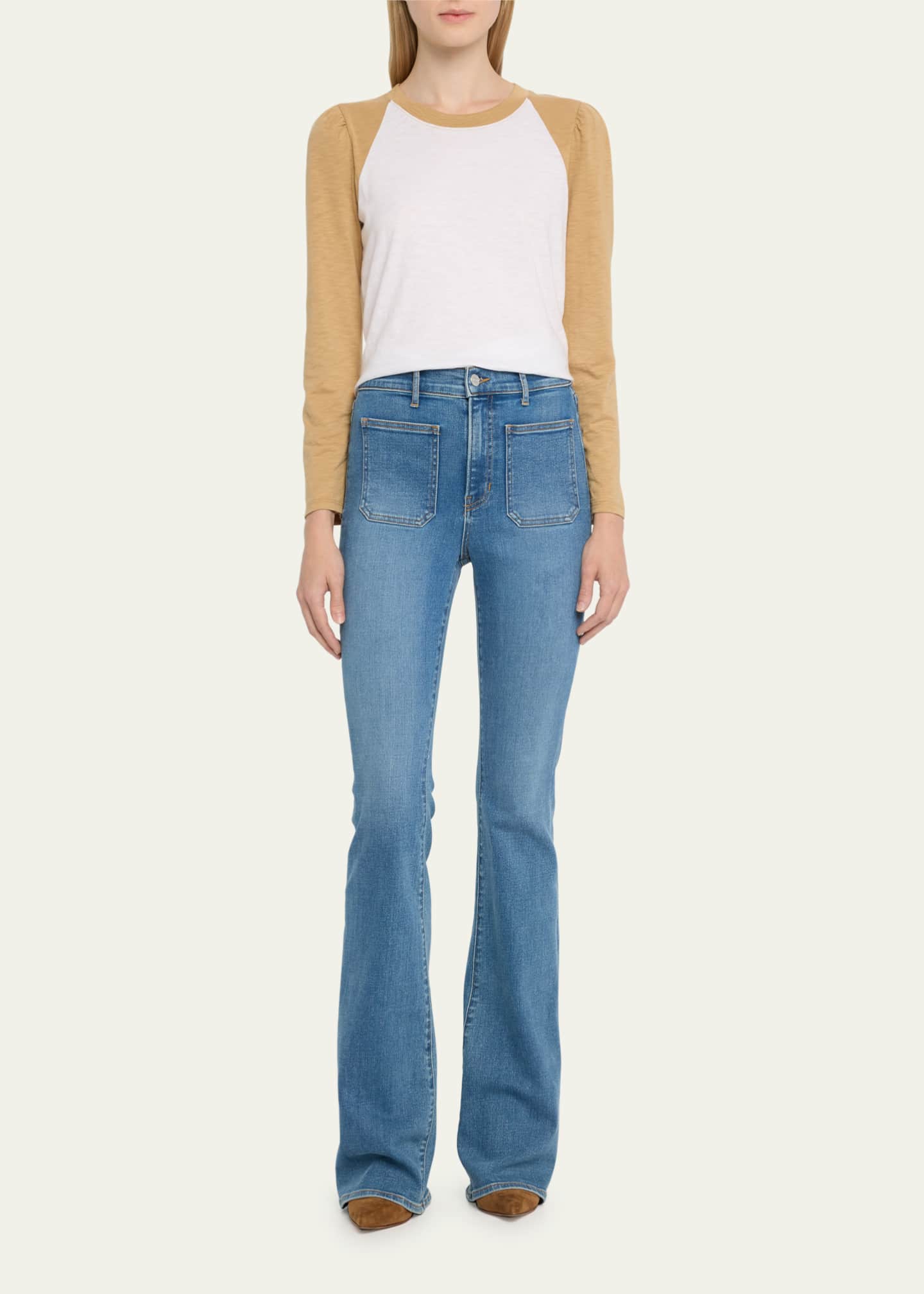 Veronica Beard Beverly Skinny Flare Patch Pocket Jeans - Bergdorf Goodman