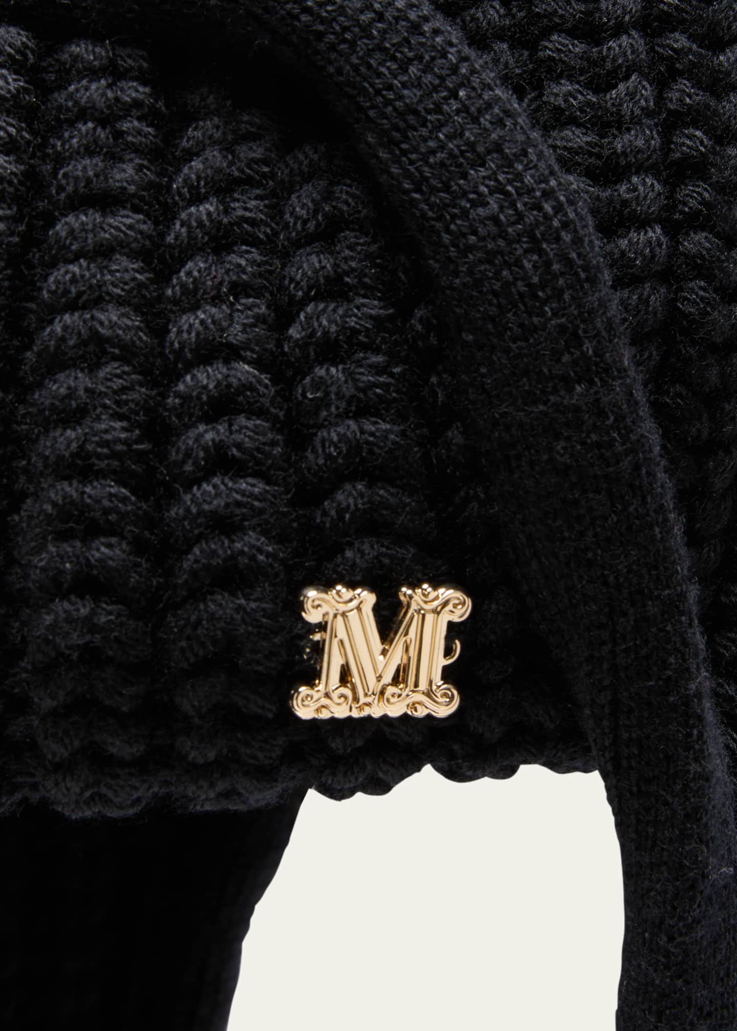 Max Mara Apice Black Chunky Knit Trapper Hat - Bergdorf Goodman