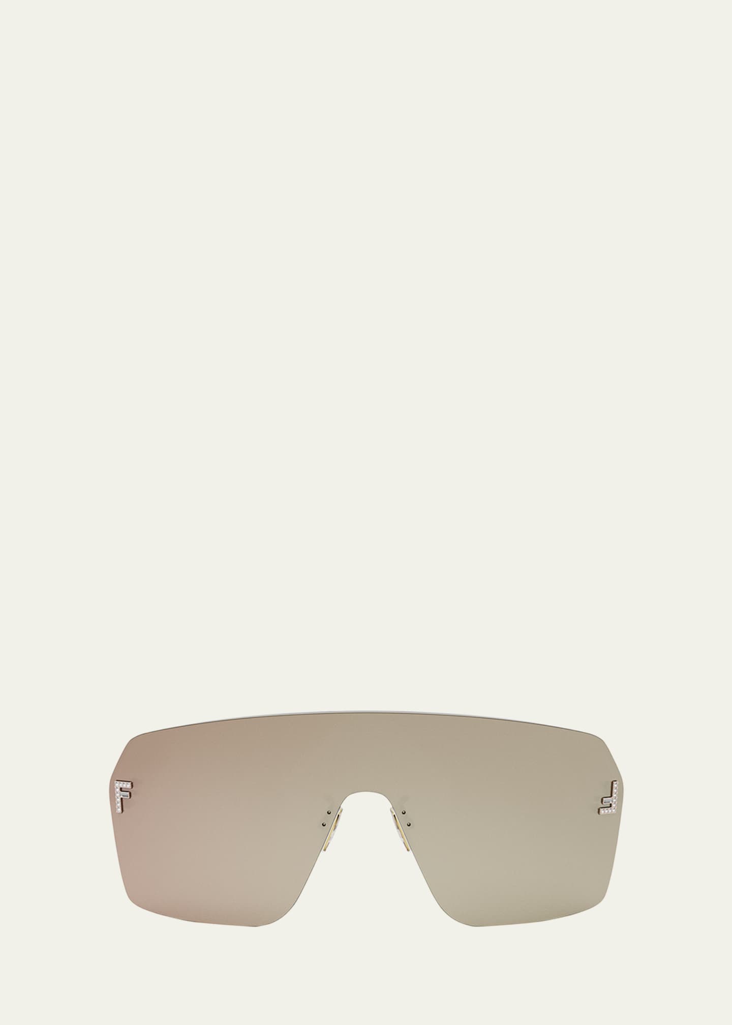 Fendi Embellished Rimless Shield Sunglasses - Bergdorf Goodman