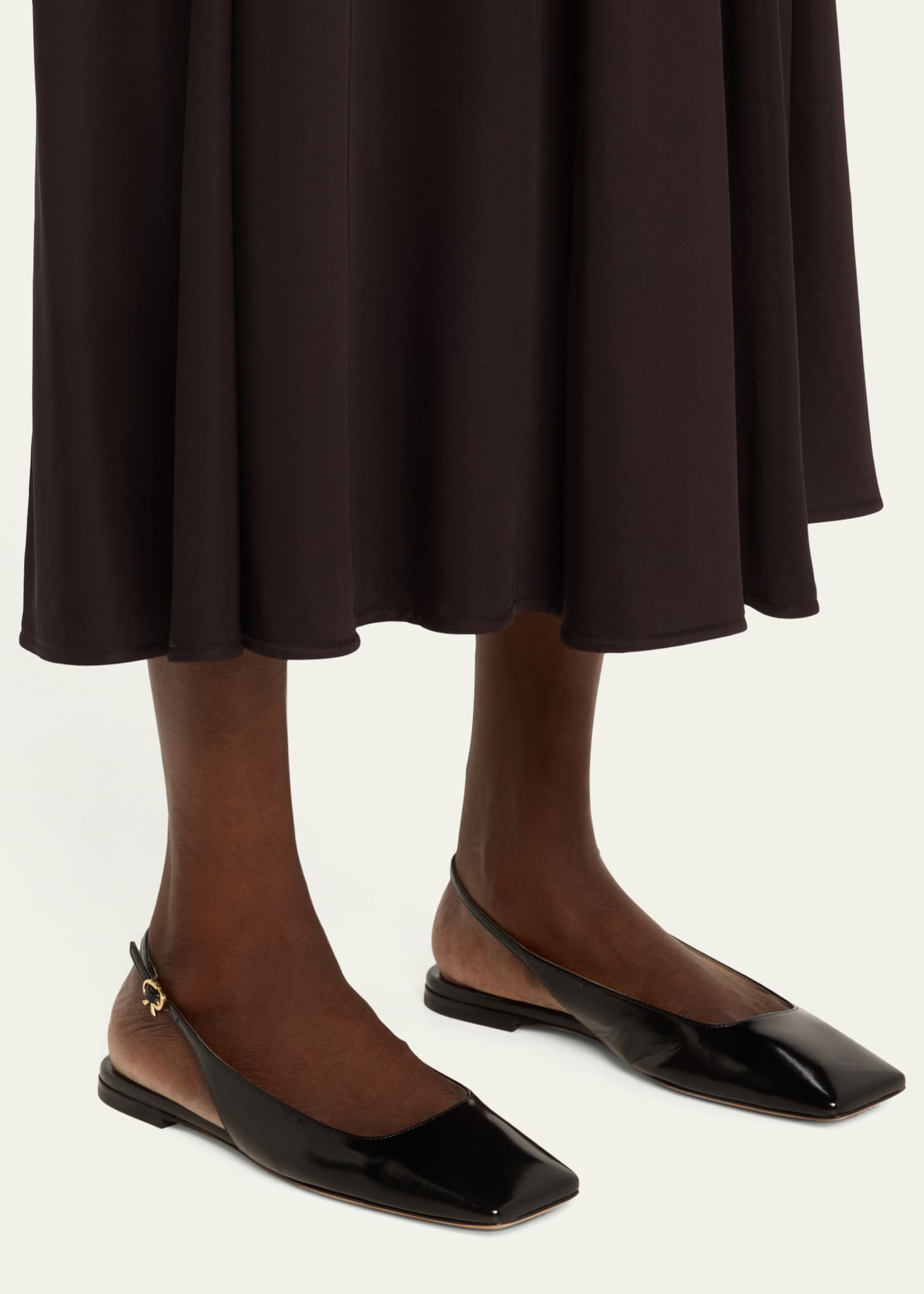 Gianvito Rossi Leather Square-Toe Slingback Ballerina Flats - Bergdorf ...
