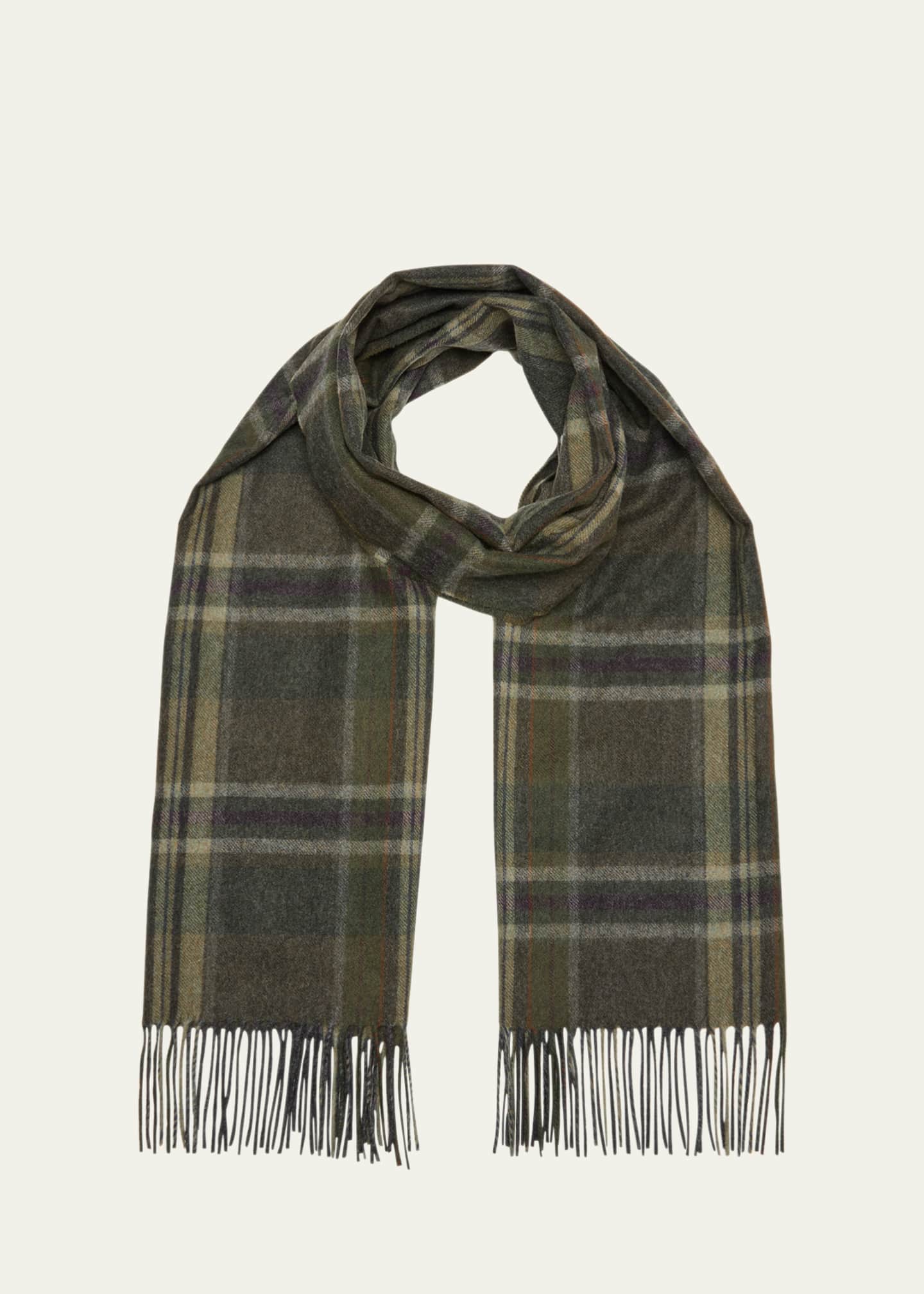Ralph Lauren Purple Label Men's Cashmere Plaid Fringe Scarf - Bergdorf ...