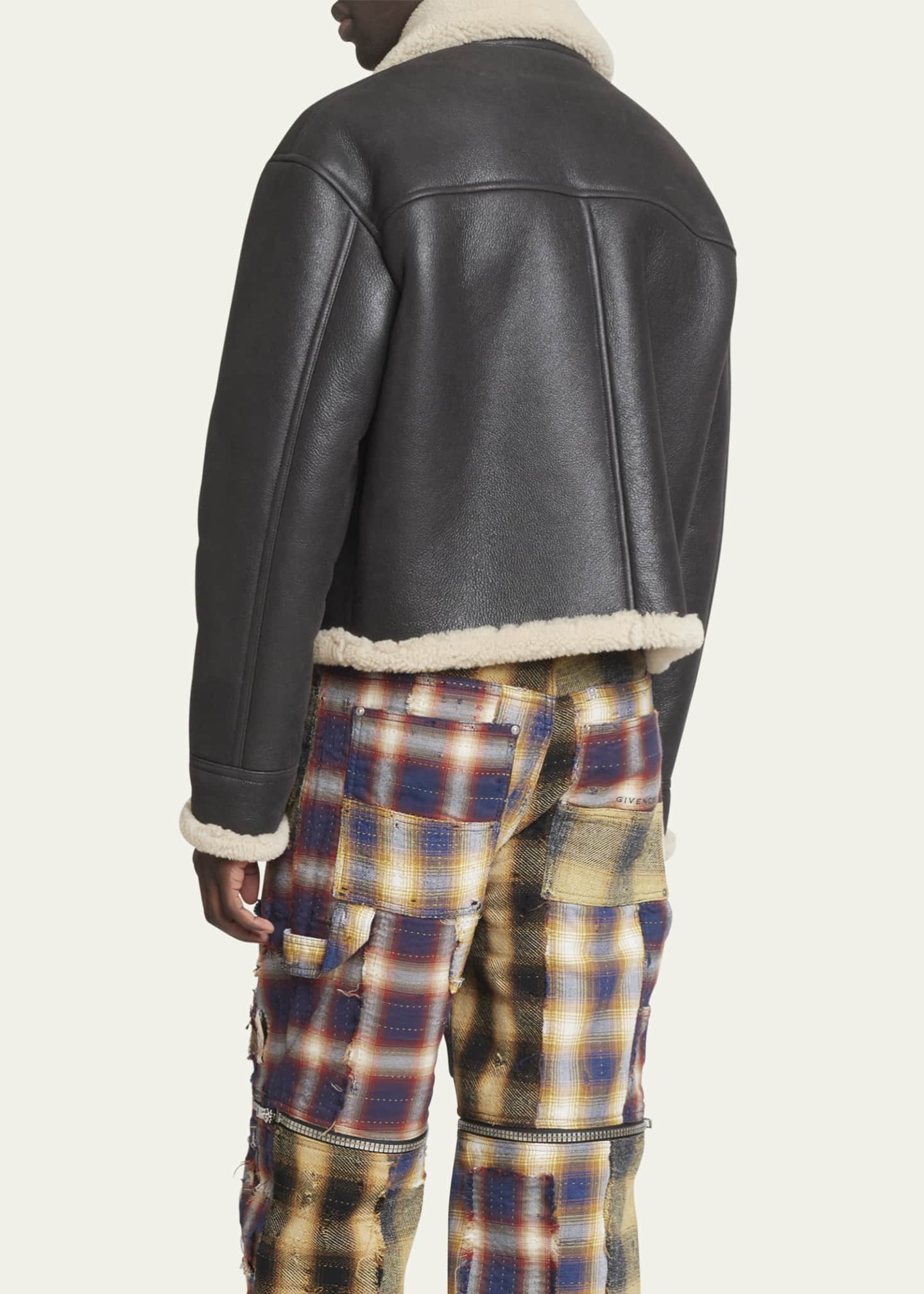 Givenchy Men's Distressed Leather and Shearling Jacket - Bergdorf Goodman