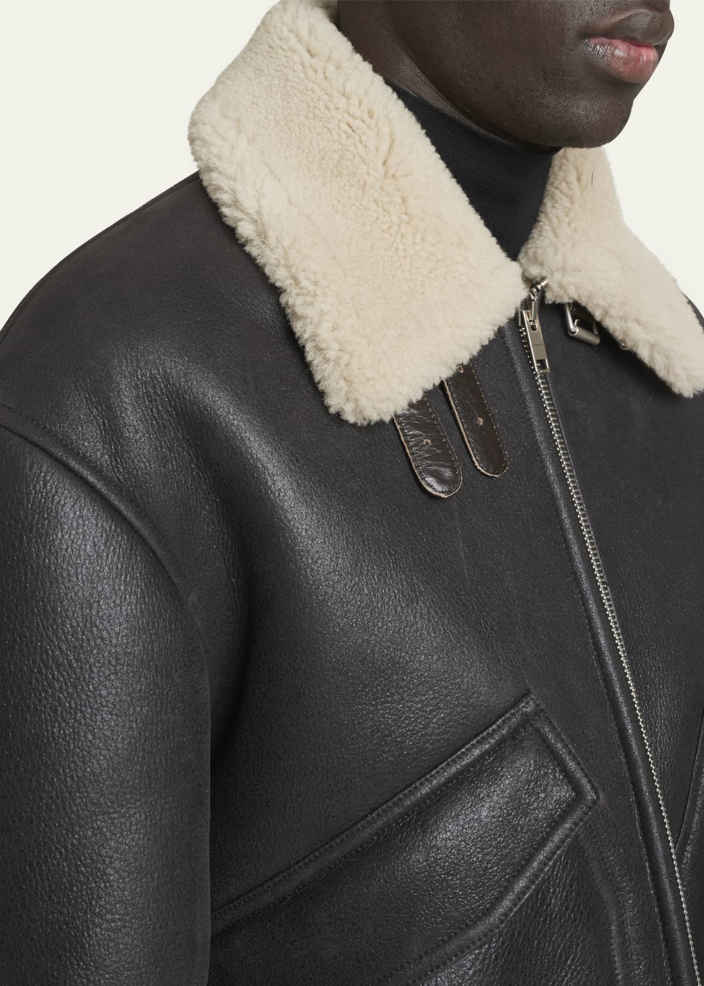Givenchy Men's Distressed Leather and Shearling Jacket - Bergdorf Goodman