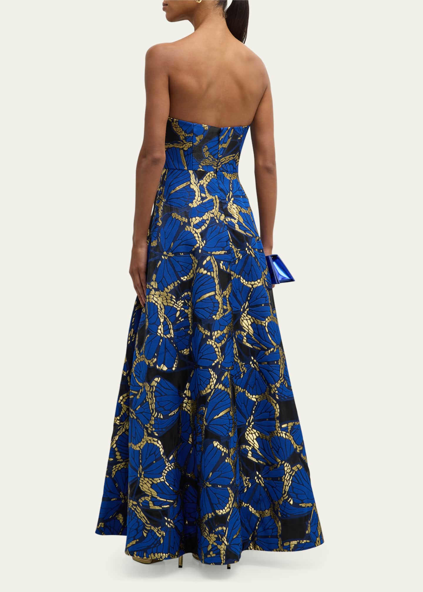 Milly Roxy Strapless A-Line Metallic Jacquard Gown - Bergdorf Goodman