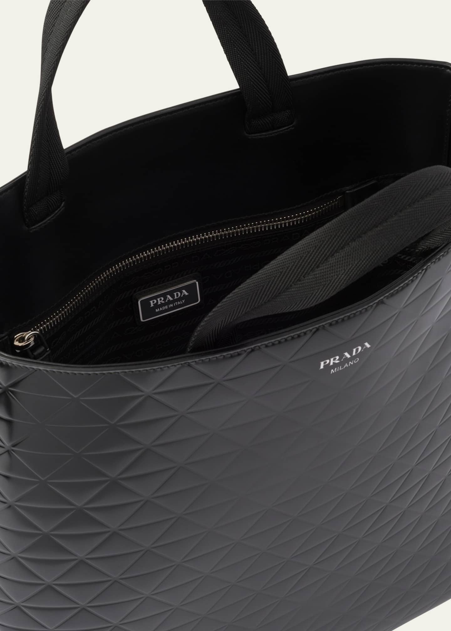 Prada Men's Brushed Leather Tote Bag with Thermos - Bergdorf Goodman