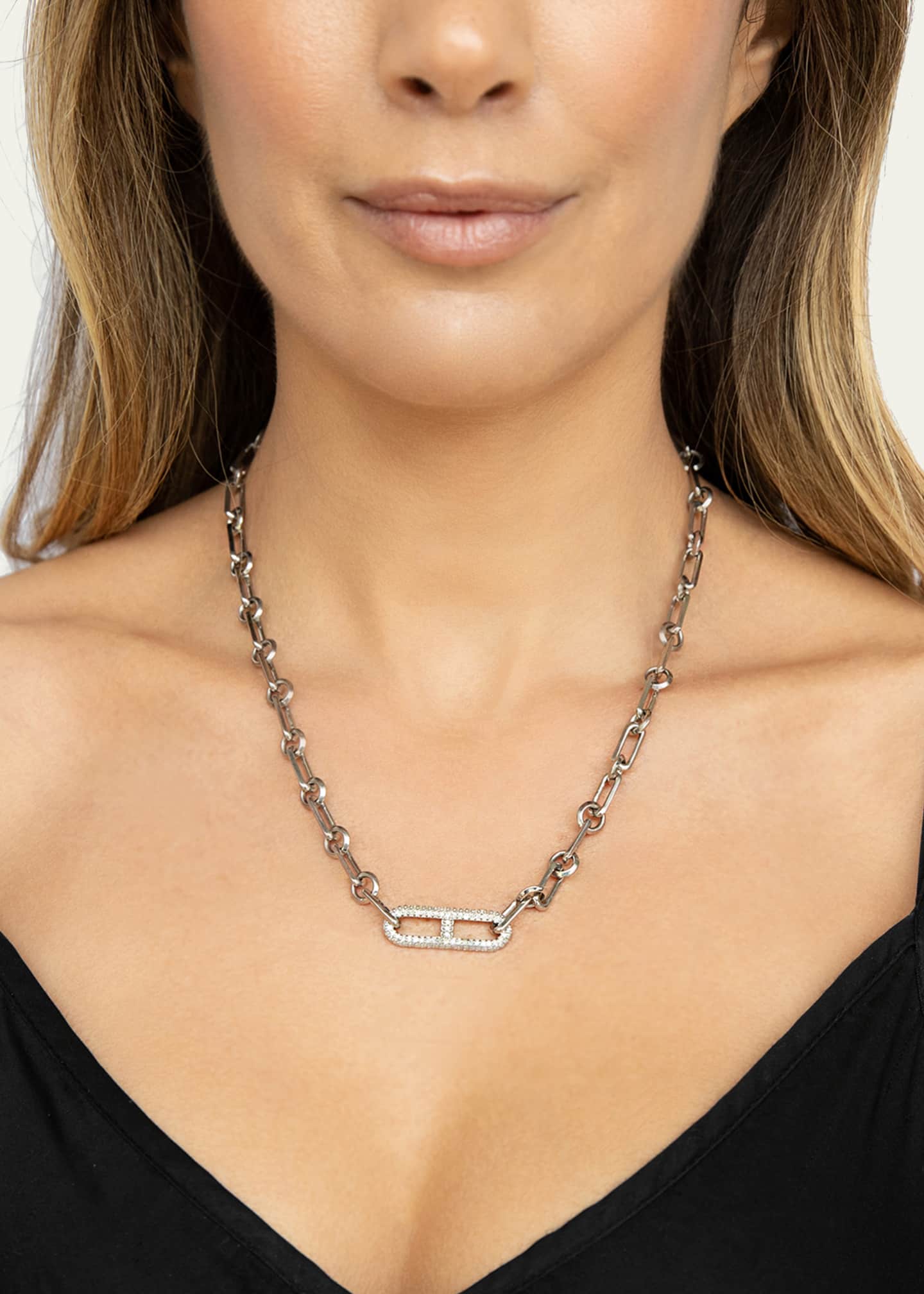 Sheryl Lowe Diamond H Link Soho Chain Necklace - Bergdorf Goodman