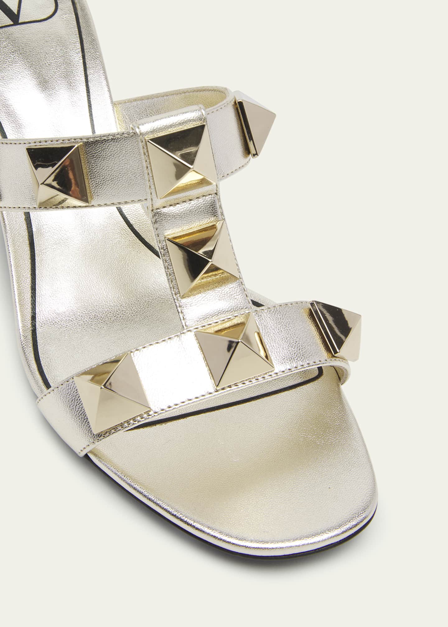 Valentino Garavani Roman Stud Metallic Slide Sandals - Bergdorf Goodman
