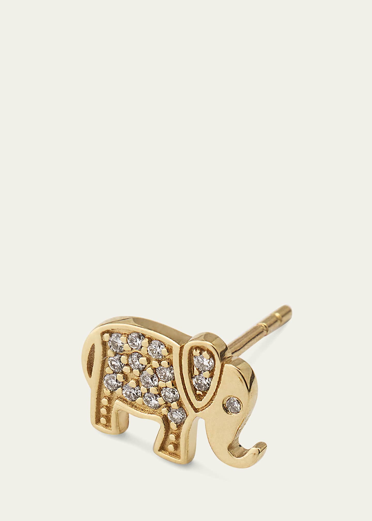 Sydney Evan 14k Yellow Gold Diamond Elephant Stud Earring, Single ...