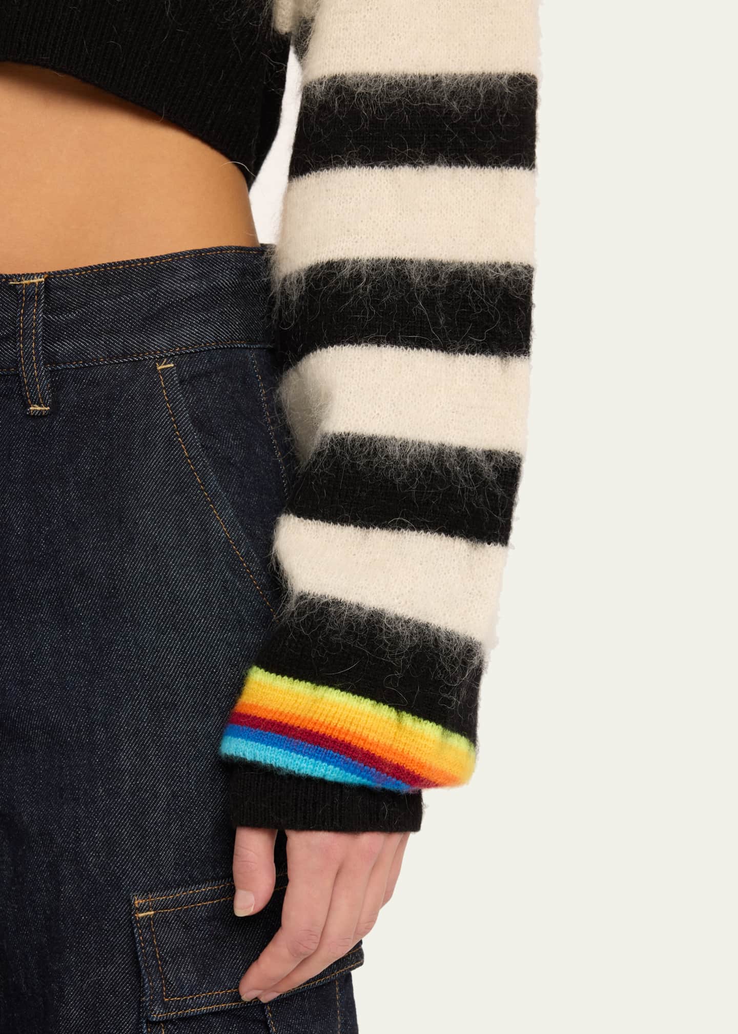 CHRISTOPHER JOHN ROGERS Brushed Striped Crop Wool Sweater - Bergdorf ...