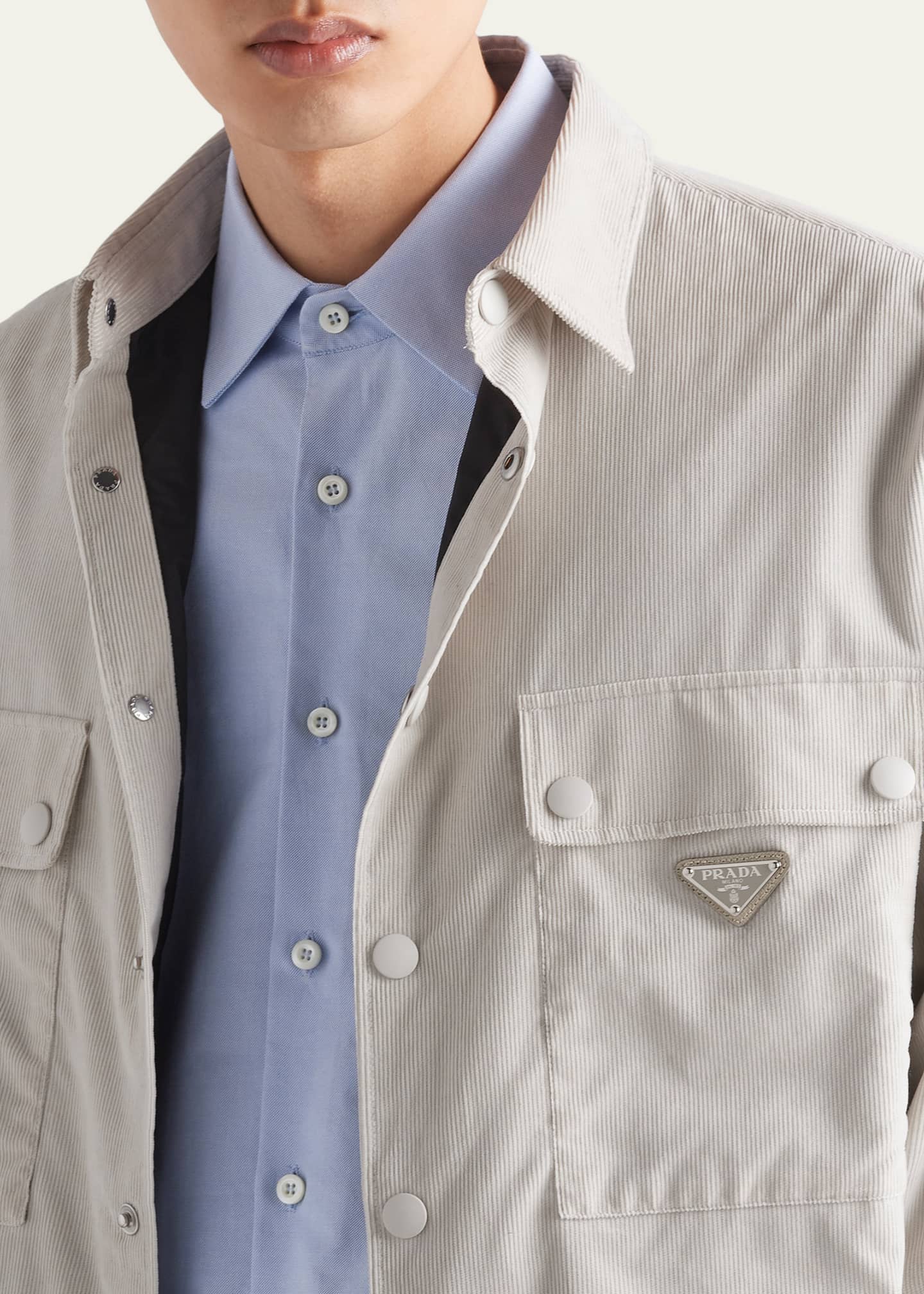 Prada Men's Corduroy Snap-Front Shirt - Bergdorf Goodman