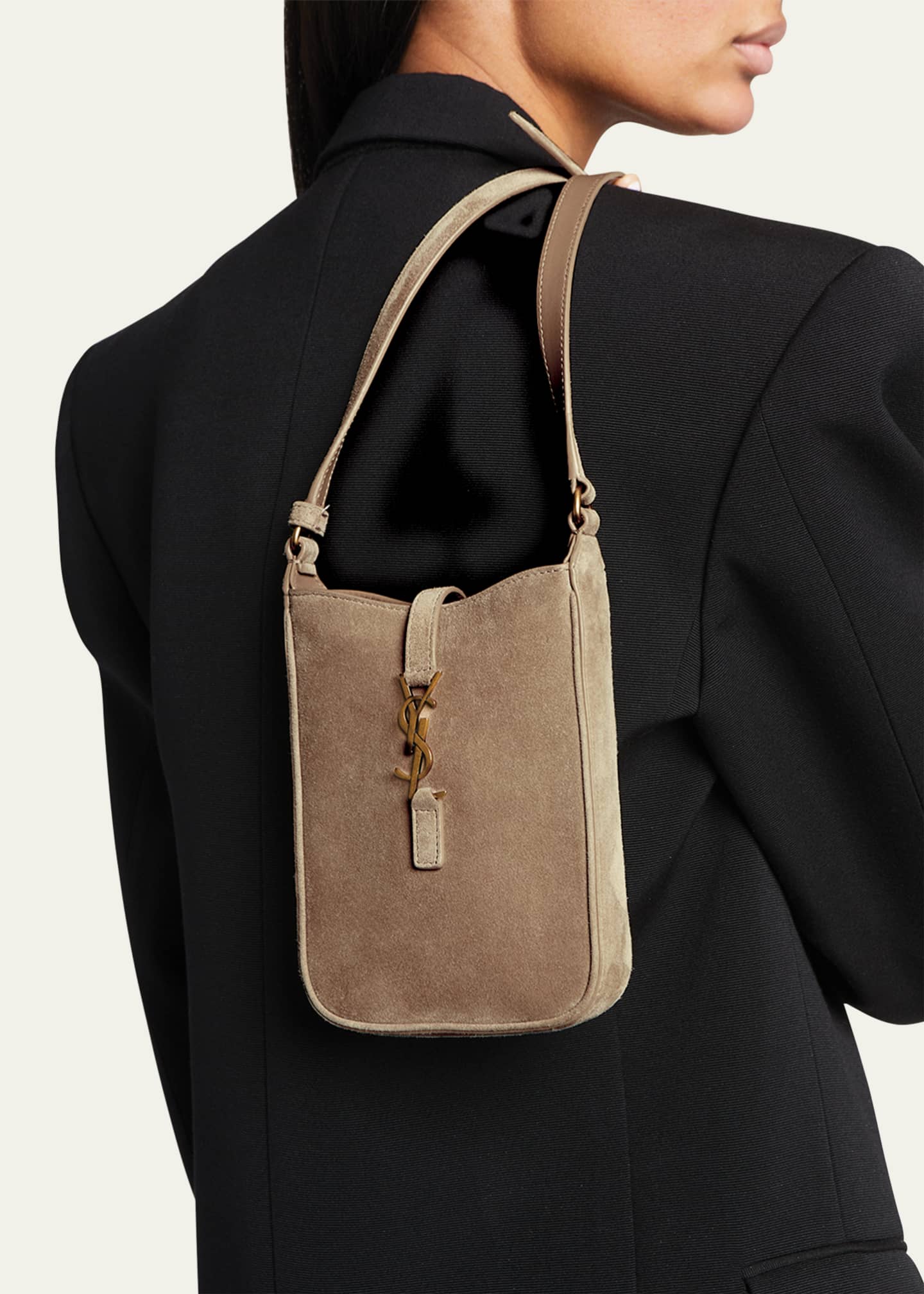 Saint Laurent Le 5 A 7 Mini YSL Vertical Bucket Bag in Suede - Bergdorf ...