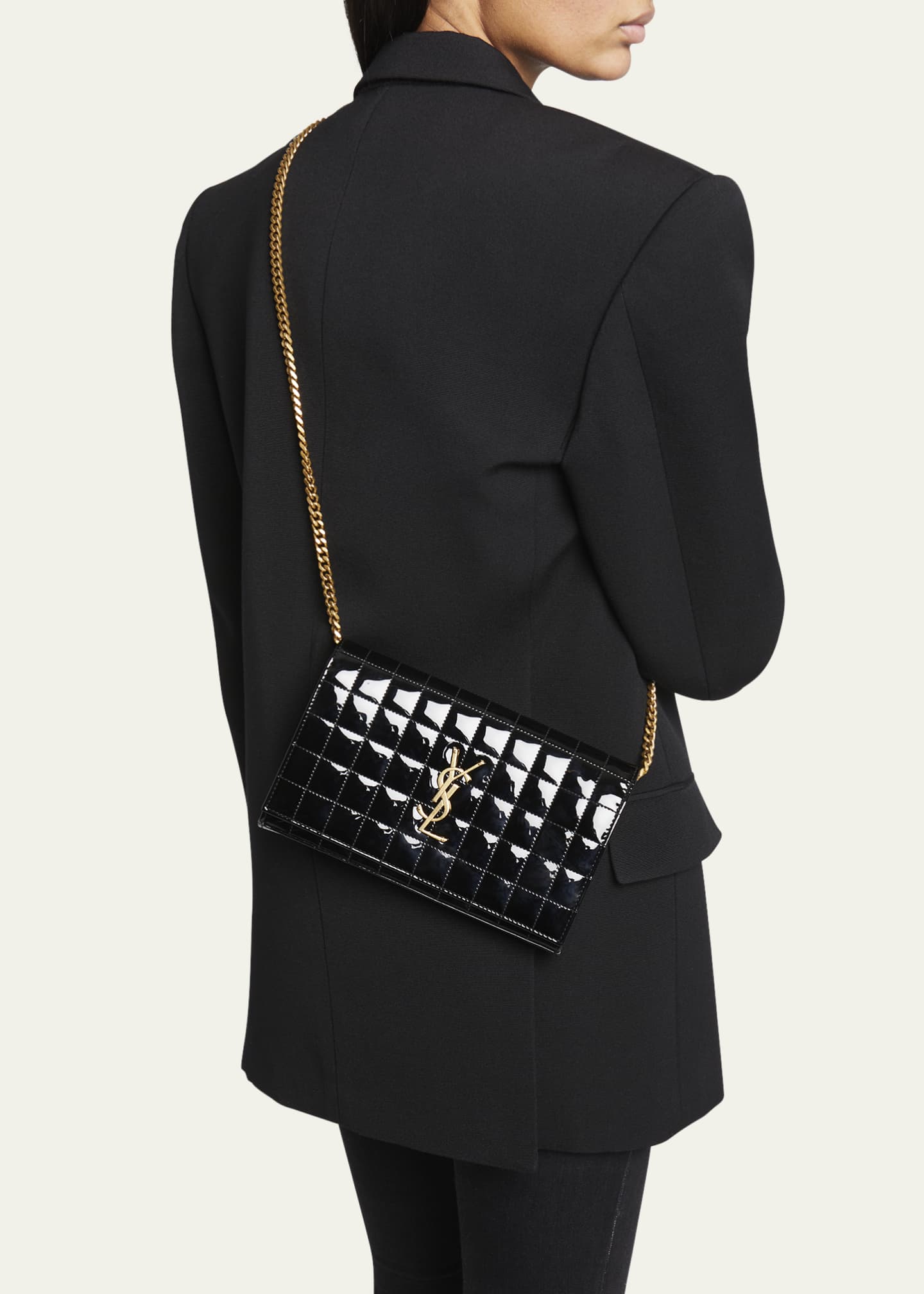 Saint Laurent Cassandre YSL Wallet on Chain in Quilted Patent Leather ...