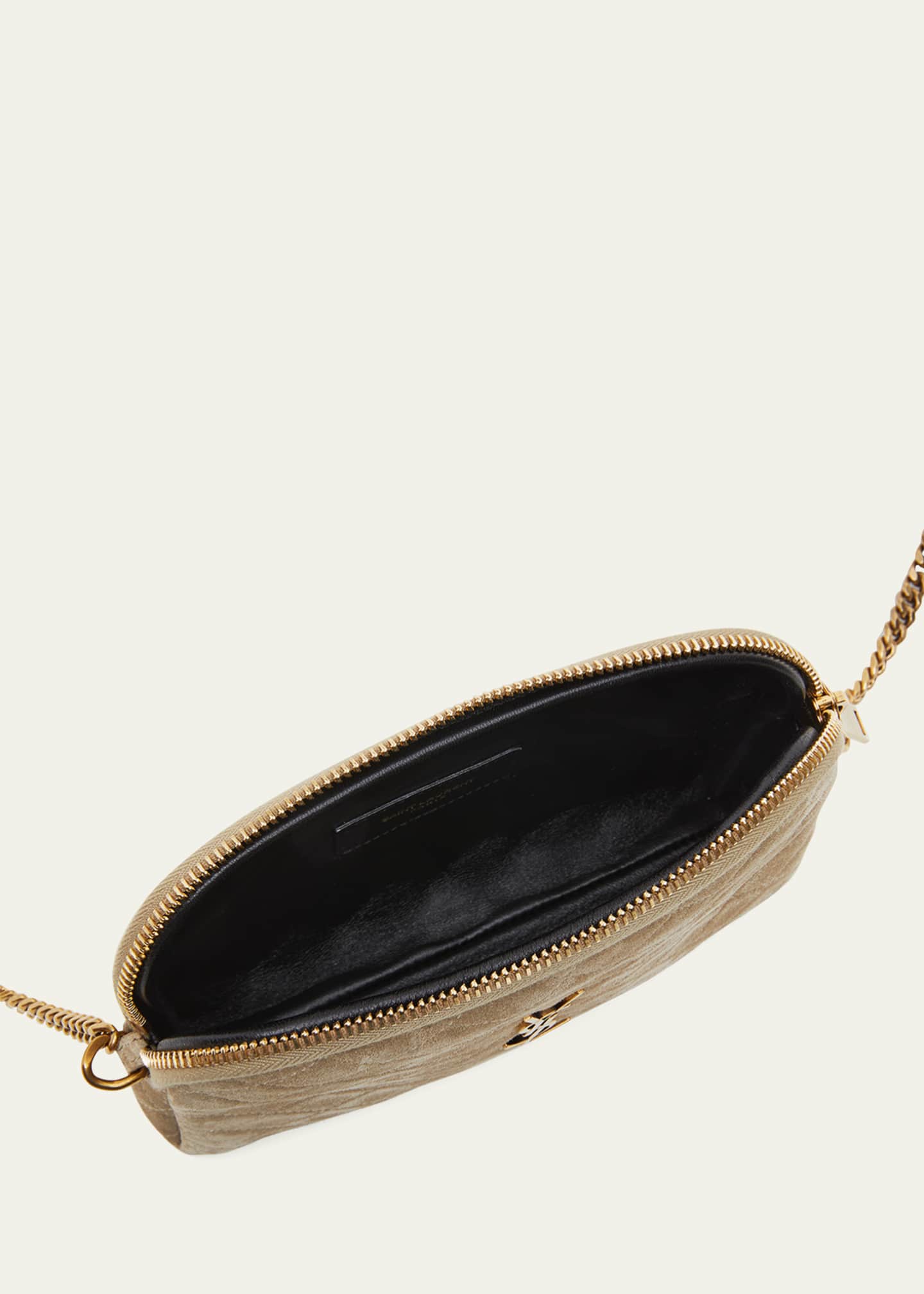 Saint Laurent Gaby Mini YSL Crossbody Bag in Quilted Suede - Bergdorf ...