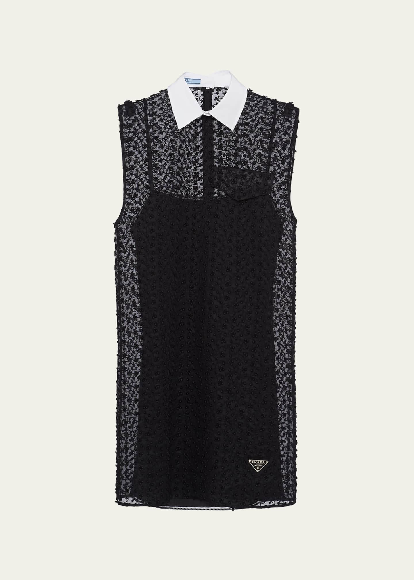 Prada Mini Shift Dress with Poplin Collar - Bergdorf Goodman