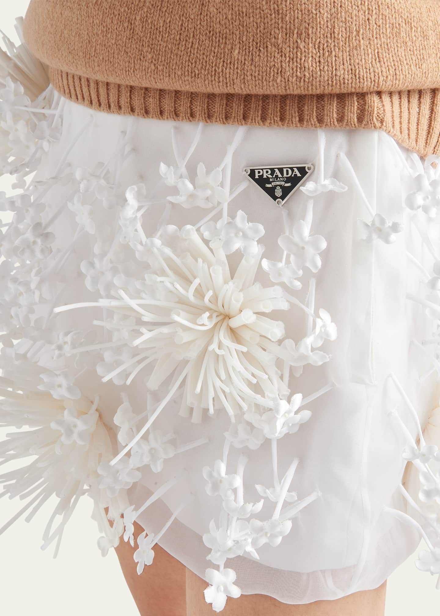 Prada Floral-Embroidered Organza Mini Skirt - Bergdorf Goodman