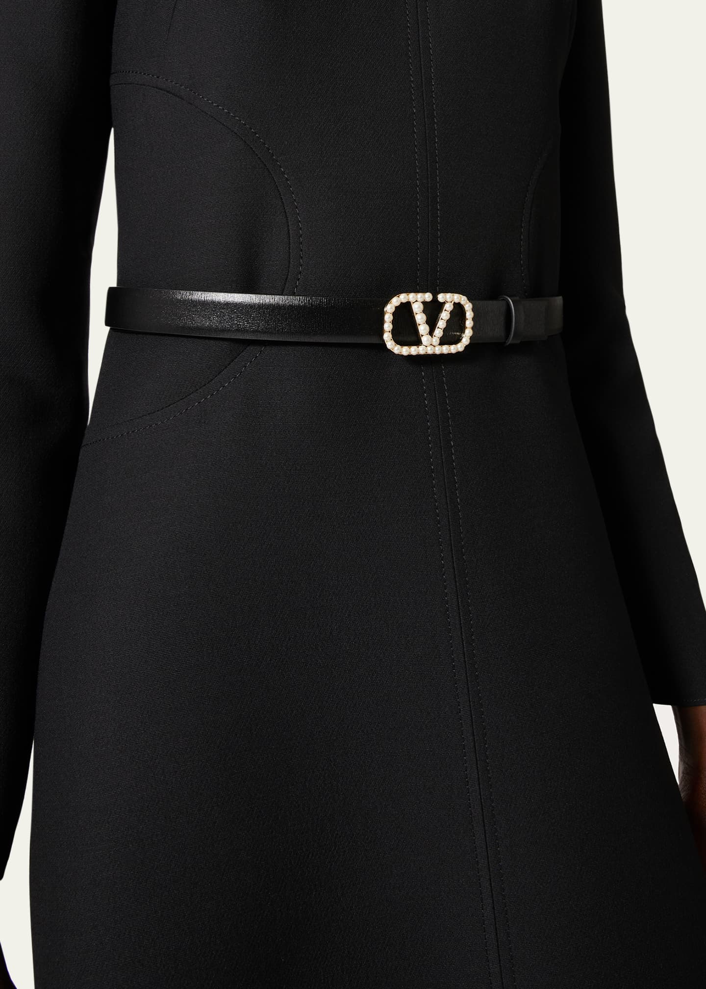 Valentino V-Logo Signature Pearly Leather Belt - Bergdorf Goodman