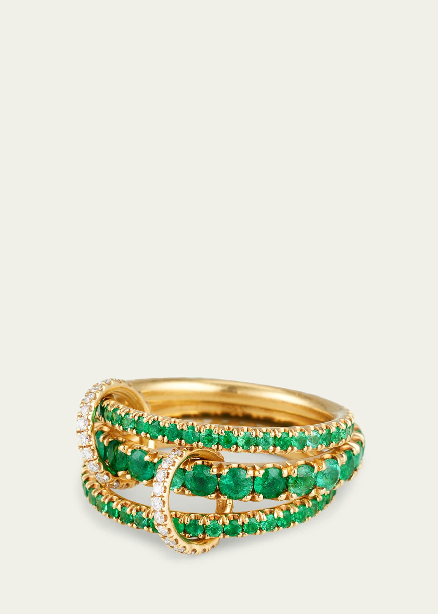 Spinelli Kilcollin 18K Yellow Gold Isla Emerald 3 Link Ring with 2 ...