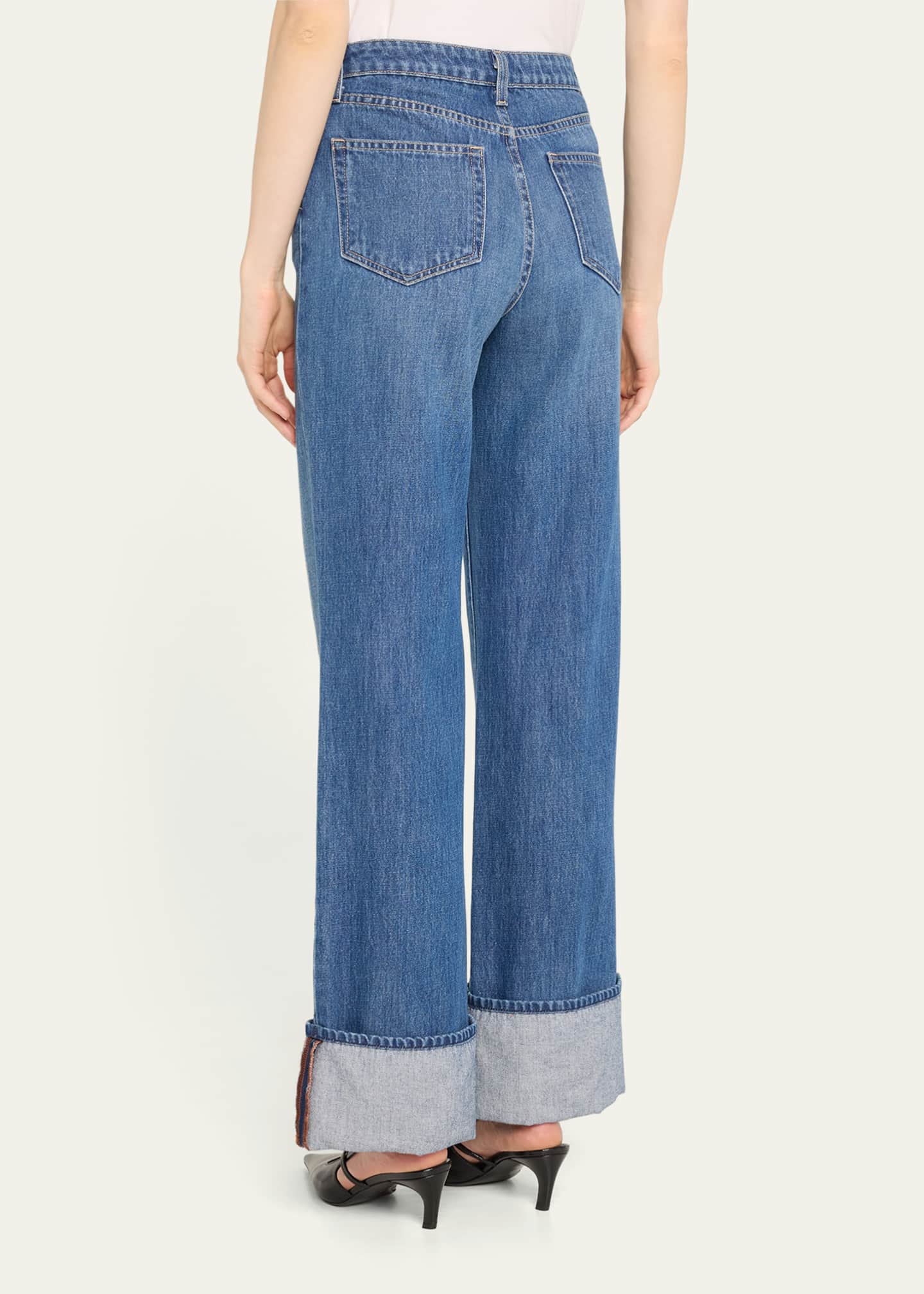 L'Agence Miley Ultra High Rise Wide-Leg Cuffed Jeans - Bergdorf Goodman