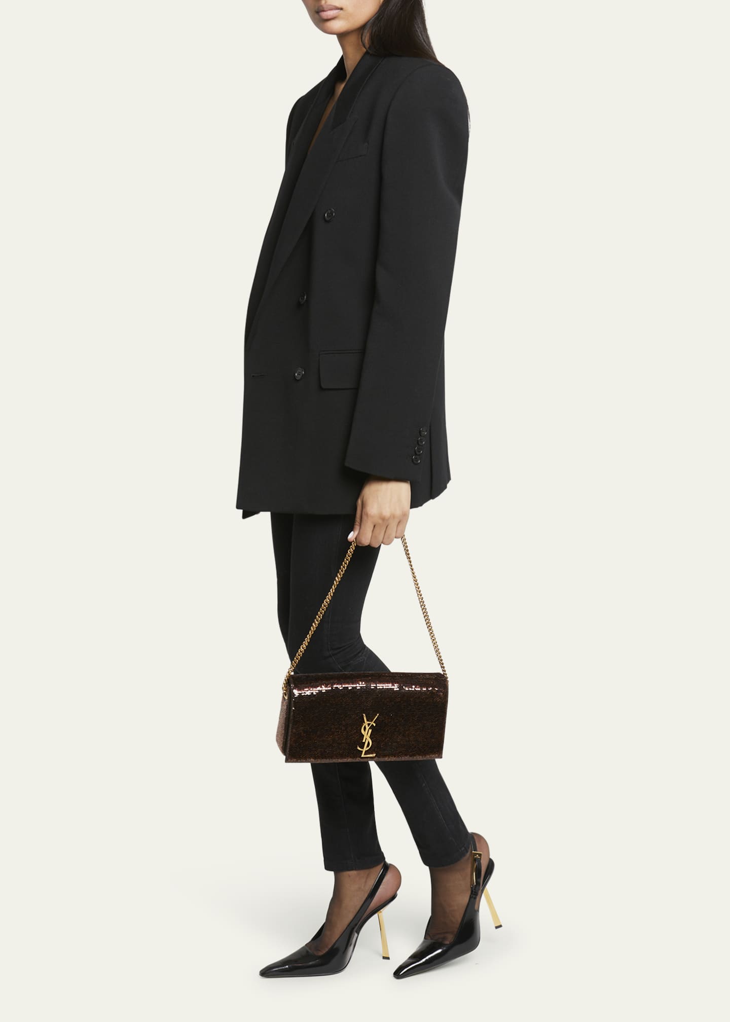 Saint Laurent Kate Medium YSL Sequin Patent Shoulder Bag - Bergdorf Goodman