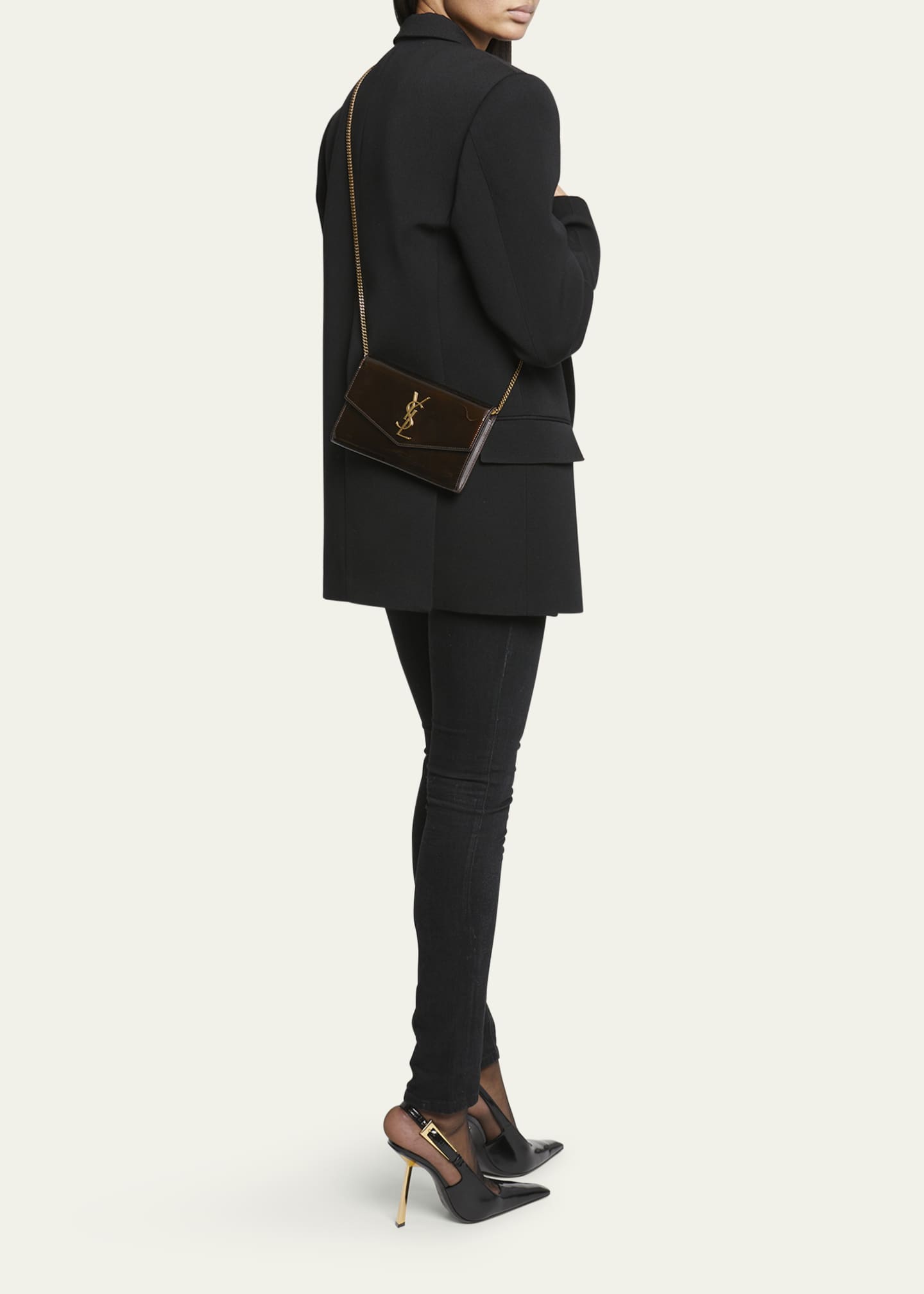 Saint Laurent Uptown YSL Patent Leather Wallet on Chain - Bergdorf Goodman