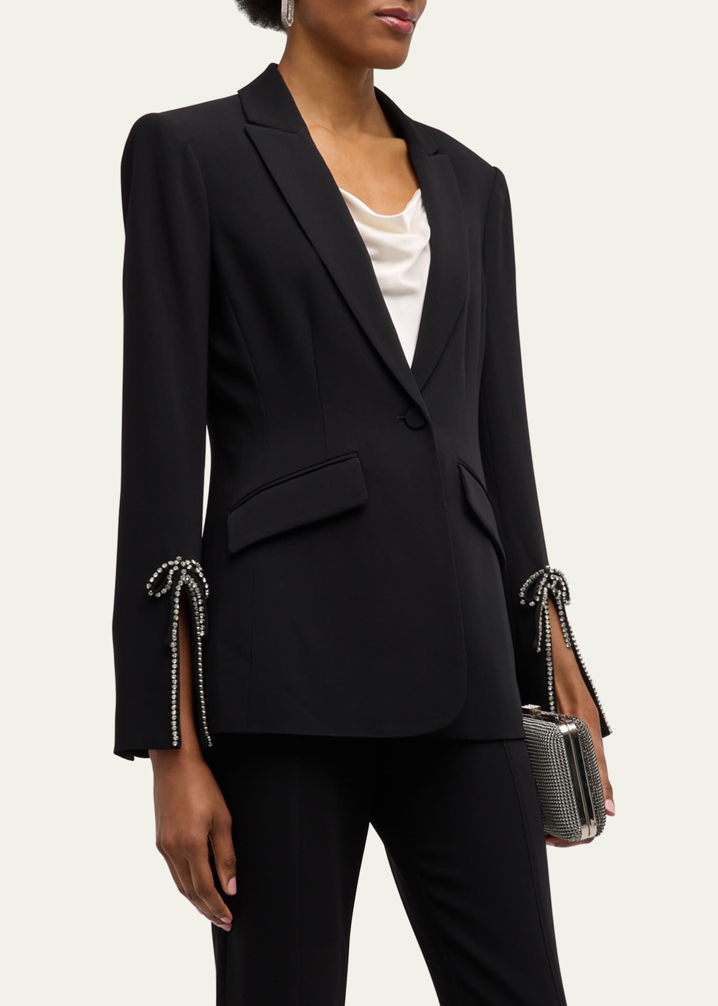 Cinq a Sept Cheyenne Rhinestone Bow Crepe Blazer - Bergdorf Goodman