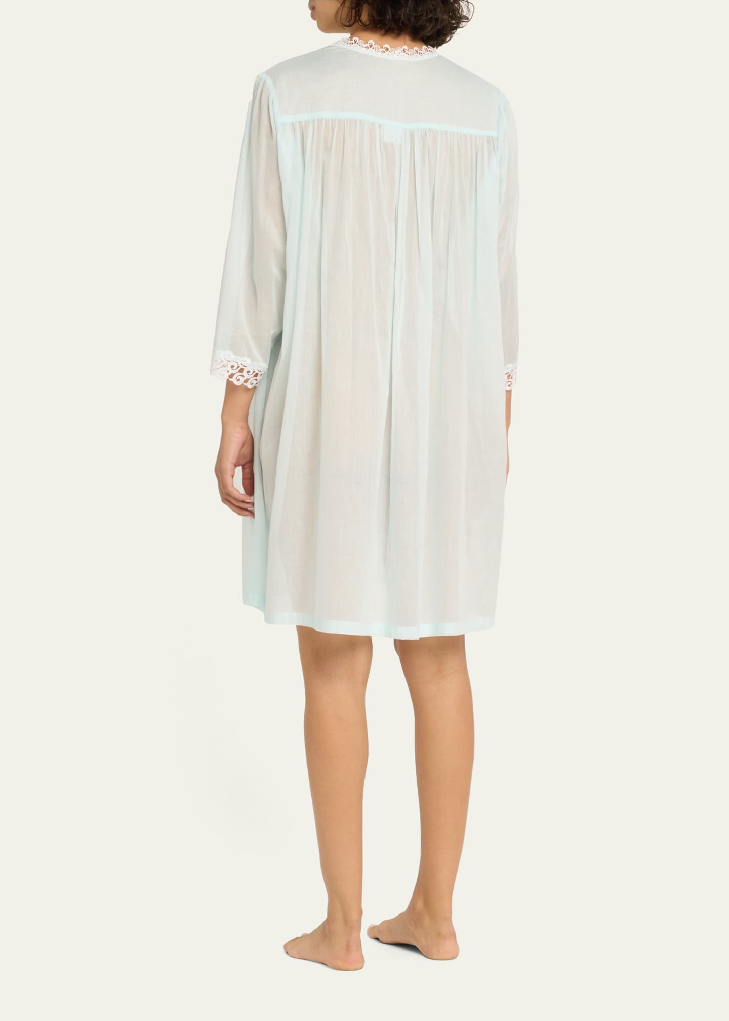Celestine Giorgia Ruched Lace-Trim Cotton Nightshirt - Bergdorf Goodman