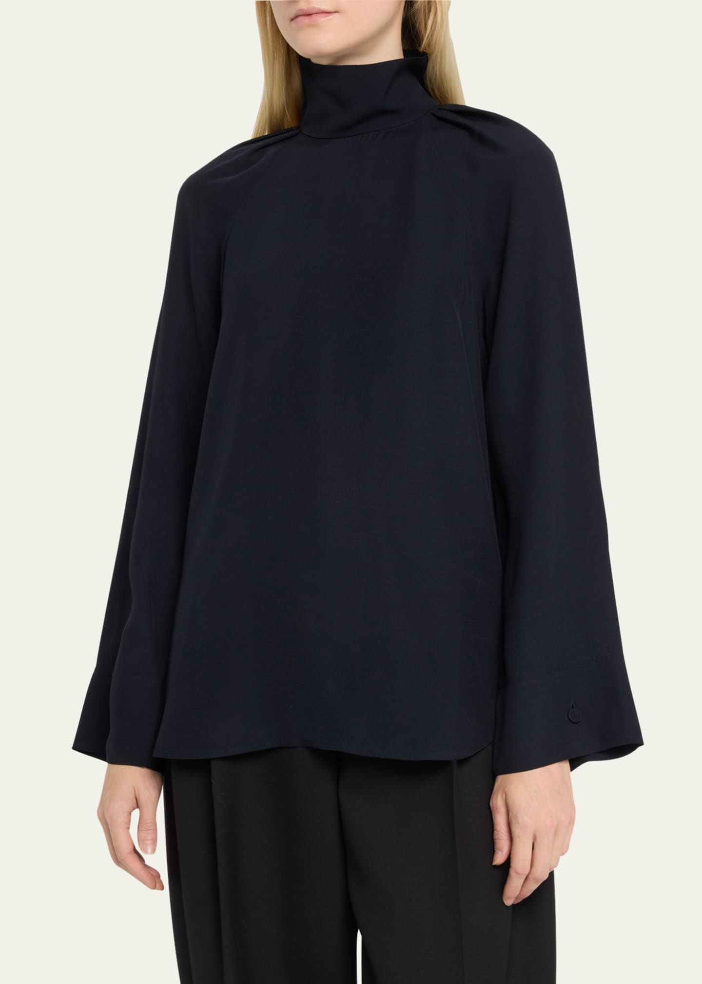 Toteme High-Neck Crepe Blouse - Bergdorf Goodman