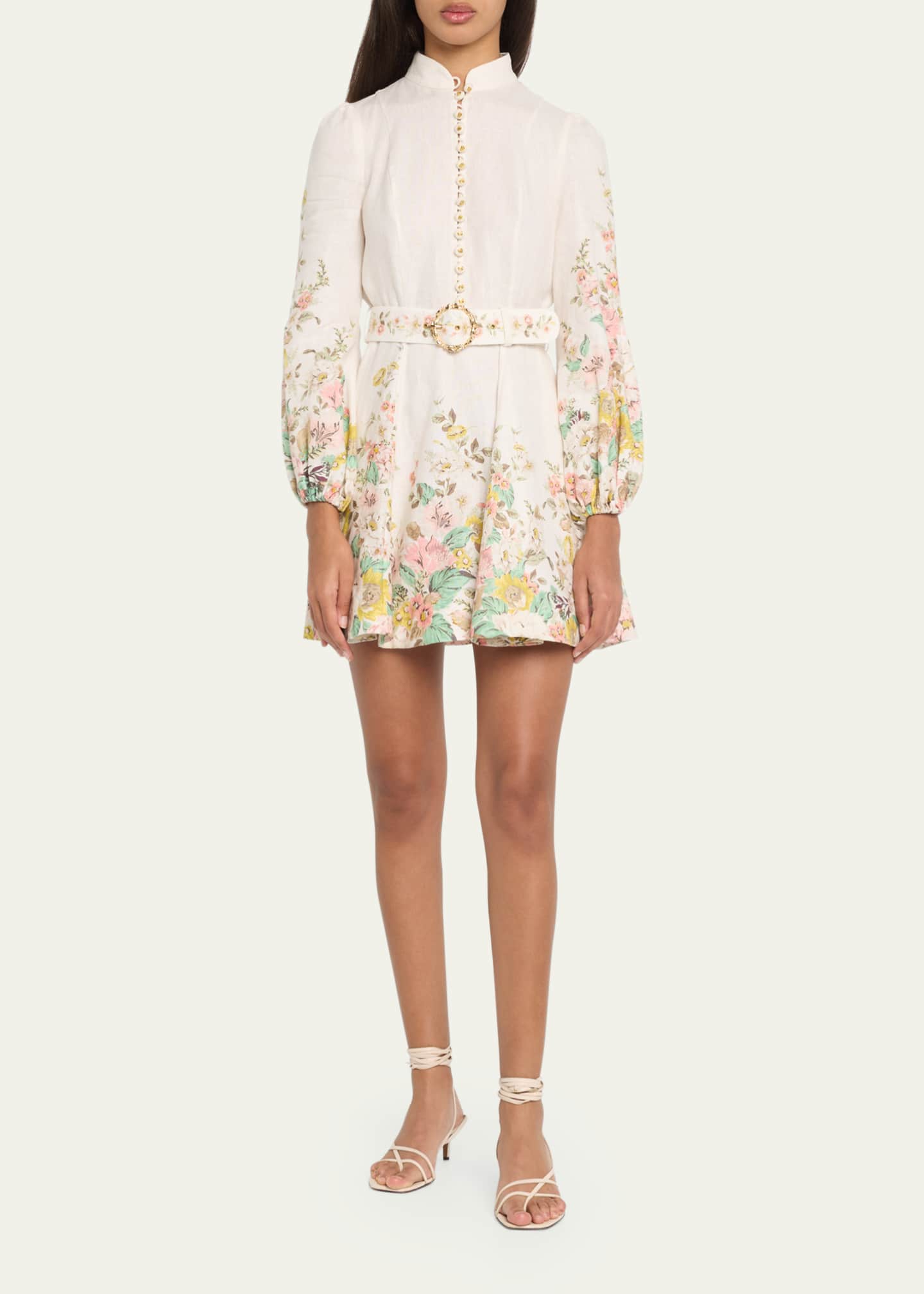 Zimmermann Matchmaker Floral Buttoned Mini Dress - Bergdorf Goodman