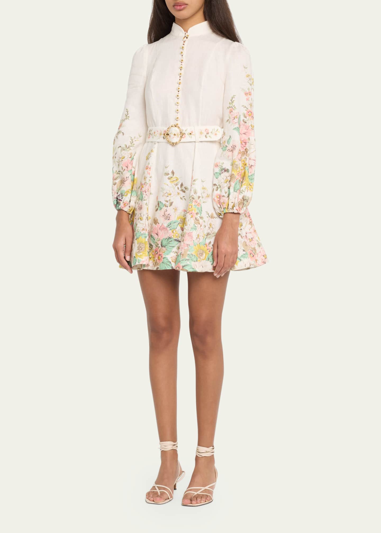 Zimmermann Matchmaker Floral Buttoned Mini Dress - Bergdorf Goodman