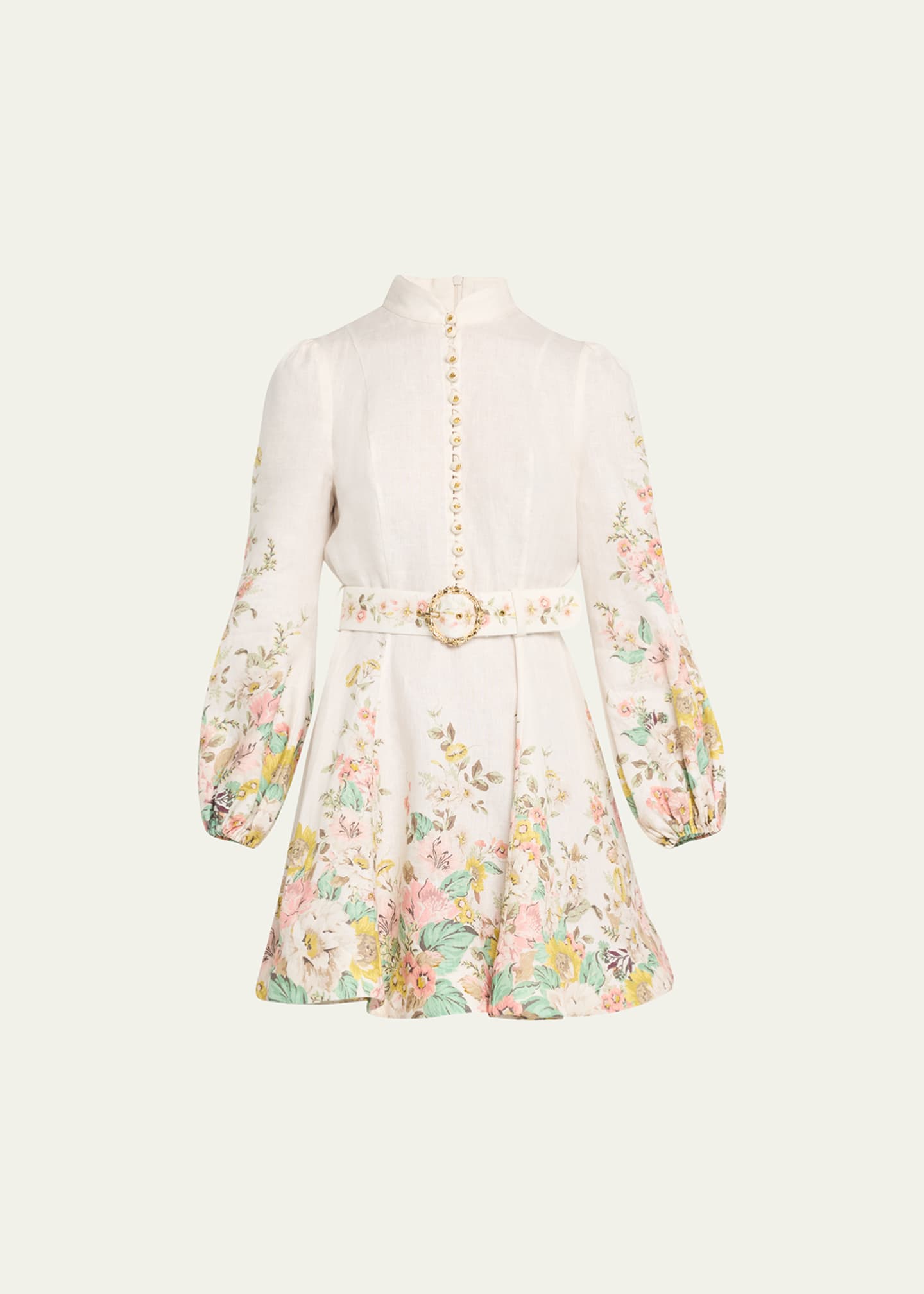Zimmermann Matchmaker Floral Buttoned Mini Dress - Bergdorf Goodman