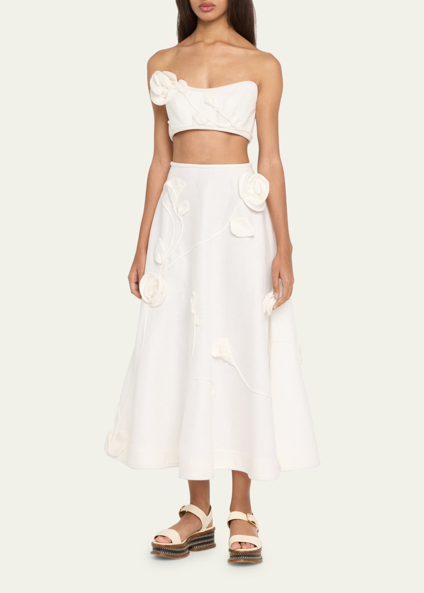 Zimmermann Matchmaker Rose Applique Flare Midi Skirt - Bergdorf Goodman