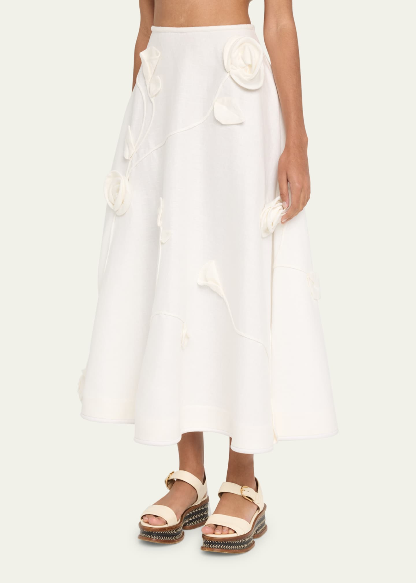Zimmermann Matchmaker Rose Applique Flare Midi Skirt - Bergdorf Goodman