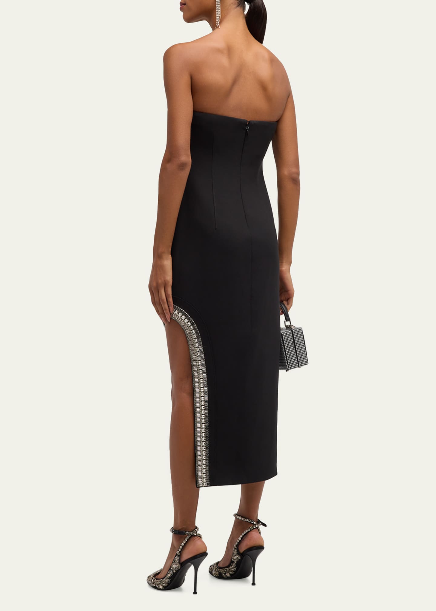 Cinq a Sept Sammy Multi-Rhinestone Strapless Slit Midi Dress - Bergdorf ...