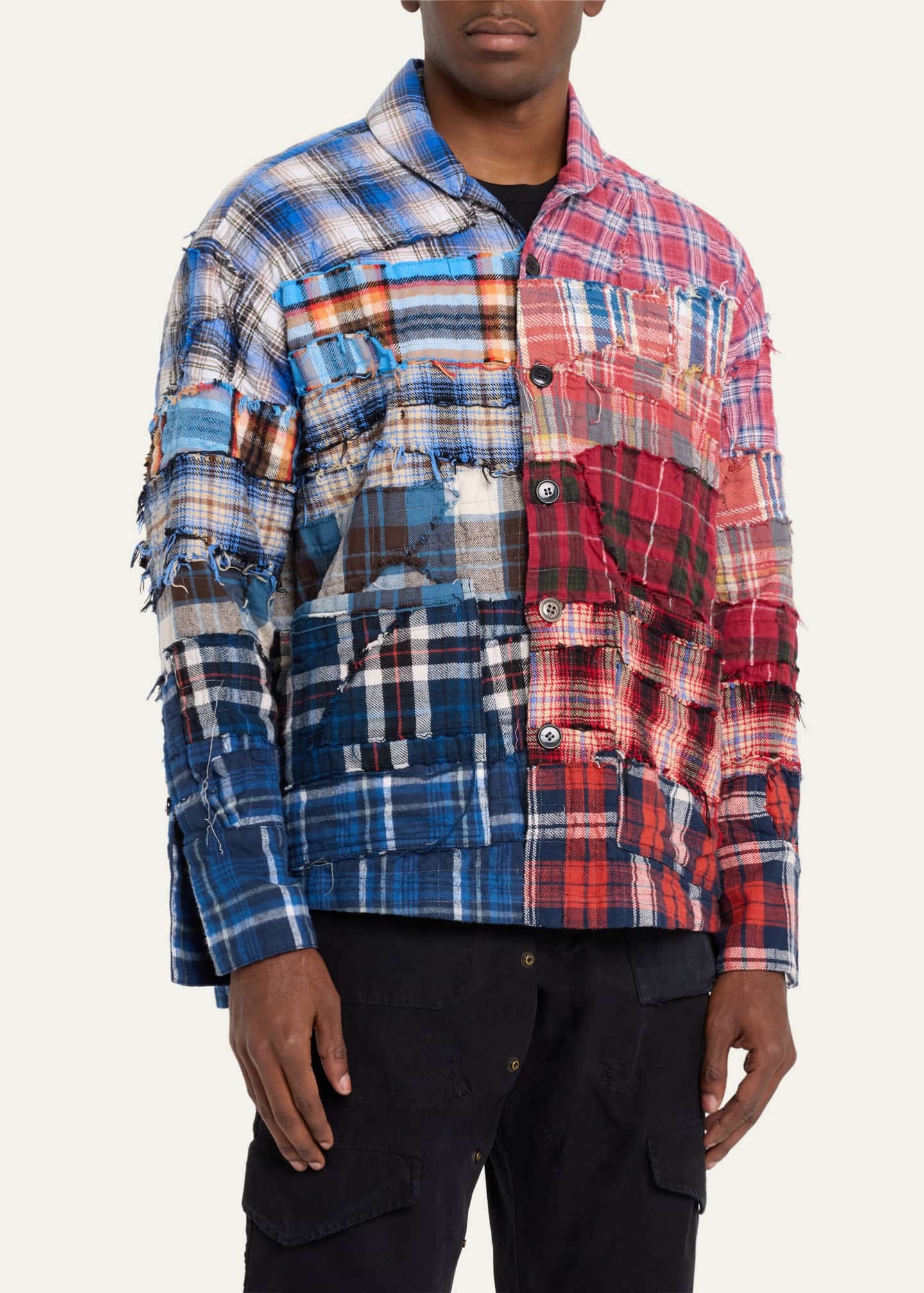 Greg Lauren Men's Multi-Plaid Patchwork Shirt - Bergdorf Goodman