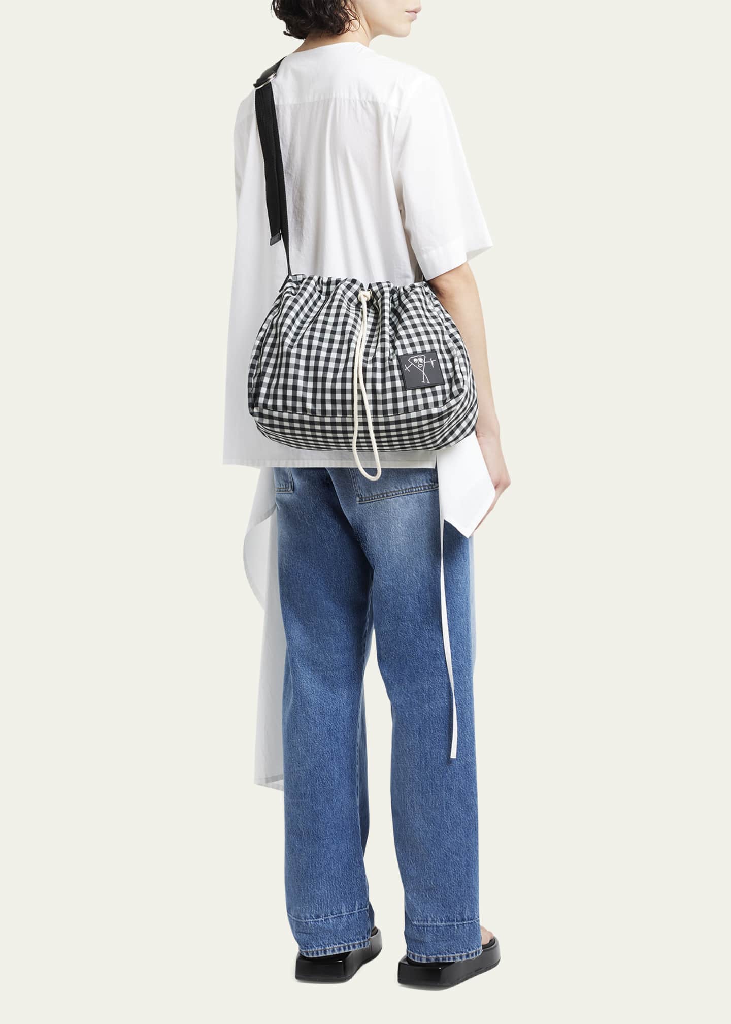 Plan C Medium Check Drawstring Shopping Crossbody Bag - Bergdorf Goodman