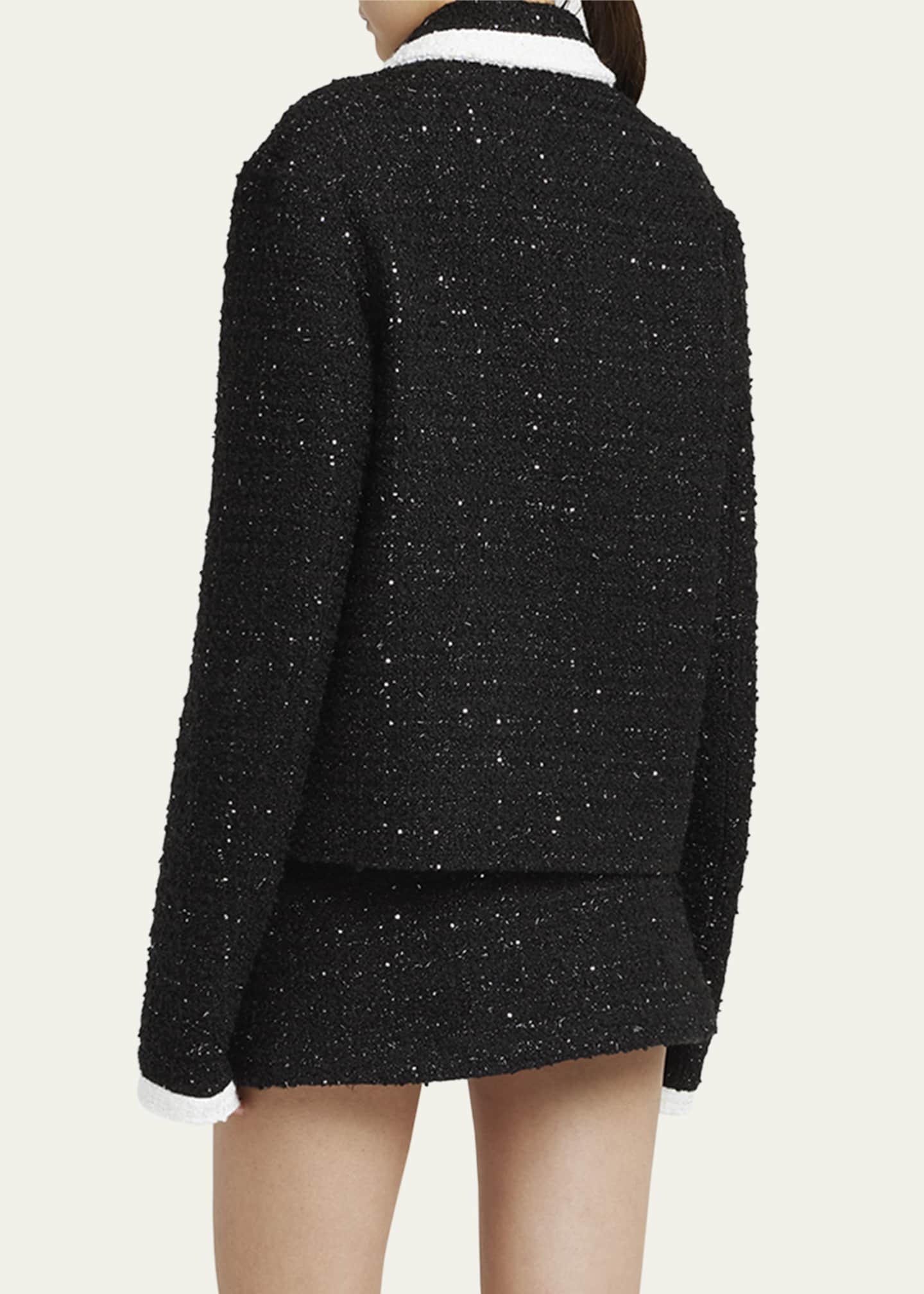 Valentino Garavani Metallic Tweed Contrast-Trim Collared Blazer Jacket - Bergdorf Goodman