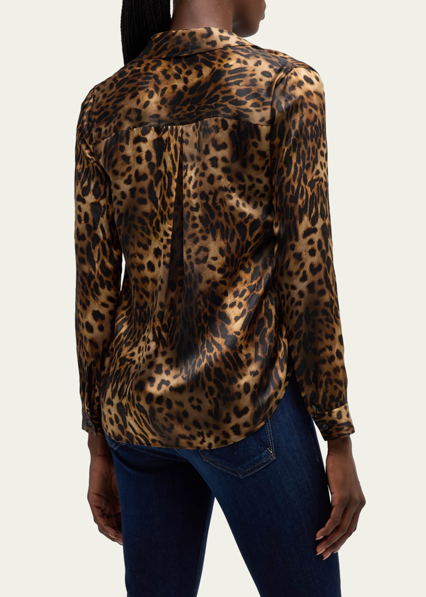 L'Agence Tyler Leopard-Print Silk Blouse - Bergdorf Goodman
