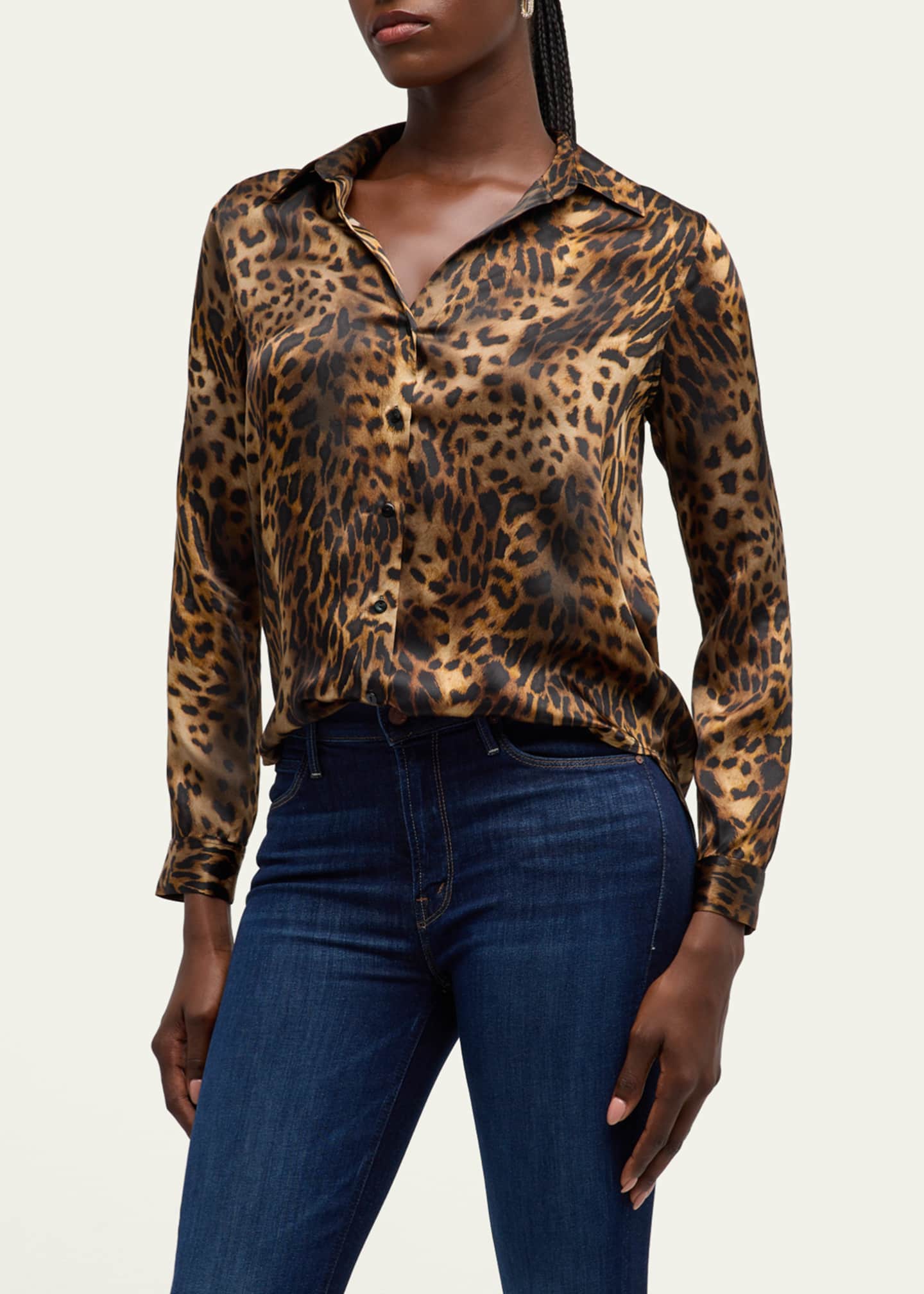 L'Agence Tyler Leopard-Print Silk Blouse - Bergdorf Goodman