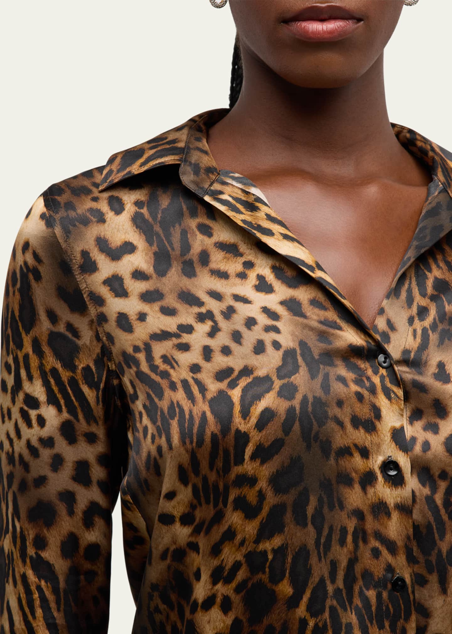 L'Agence Tyler Leopard-Print Silk Blouse - Bergdorf Goodman