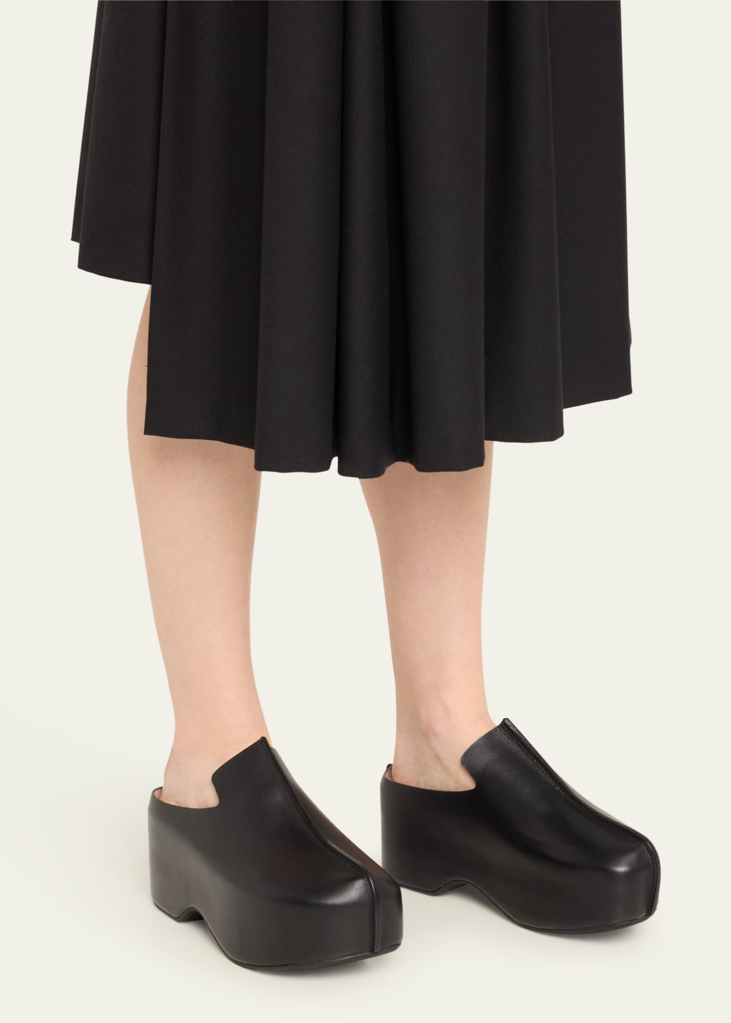 JW Anderson Leather Slide Platform Clogs - Bergdorf Goodman