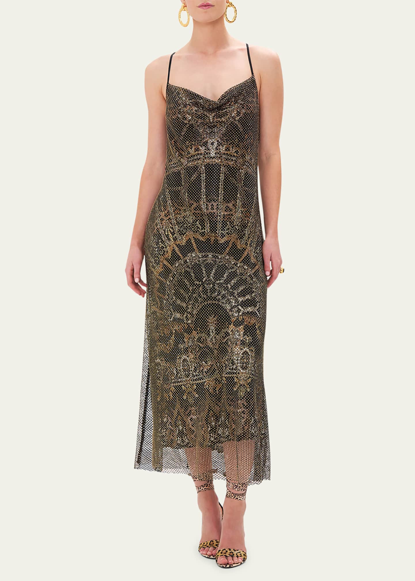 Camilla Long Bias Halter Dress with Crystal Mesh - Bergdorf Goodman